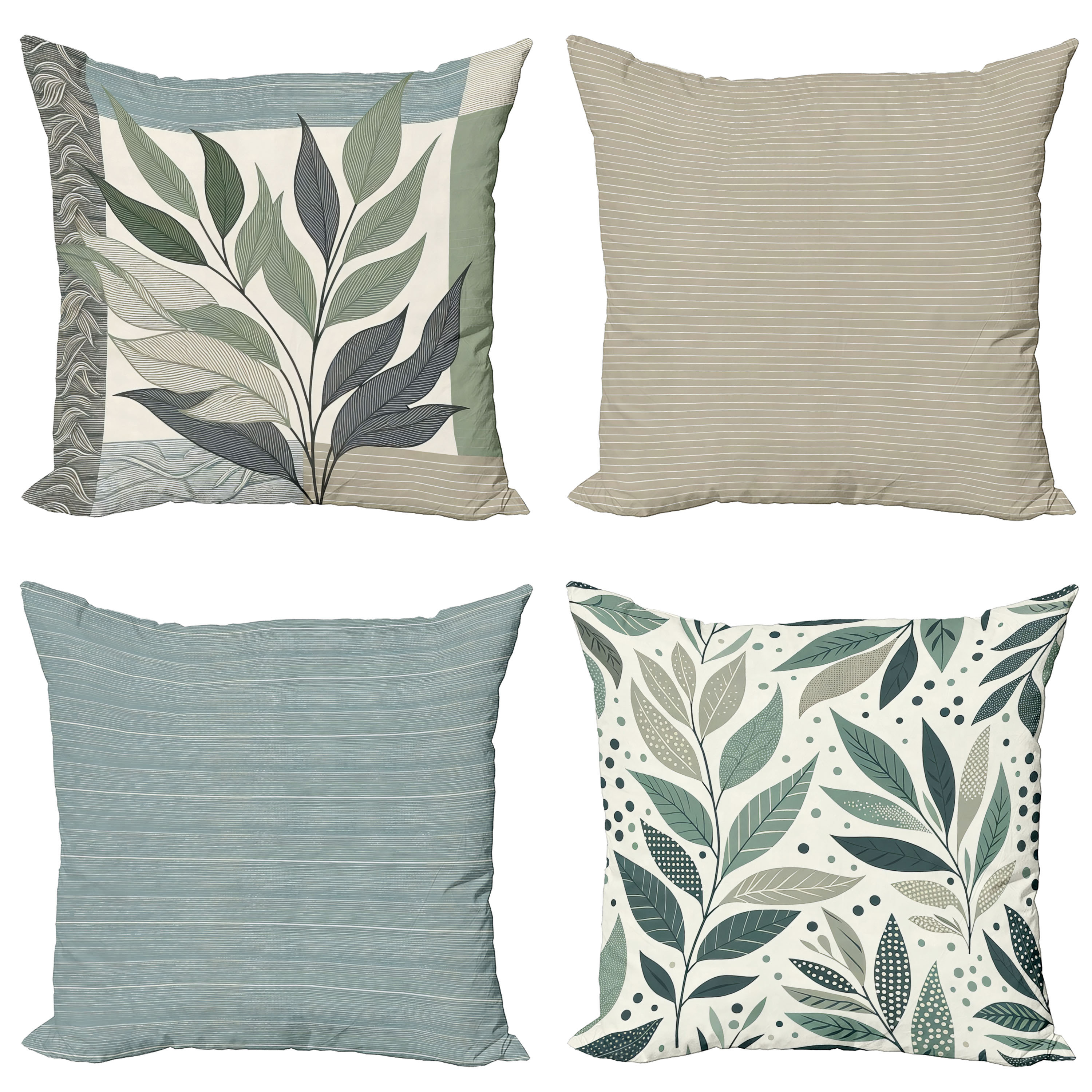 Ambesonne Green Slate Blue And Eggshell Indoor/Outdoor Pillow Cover ...