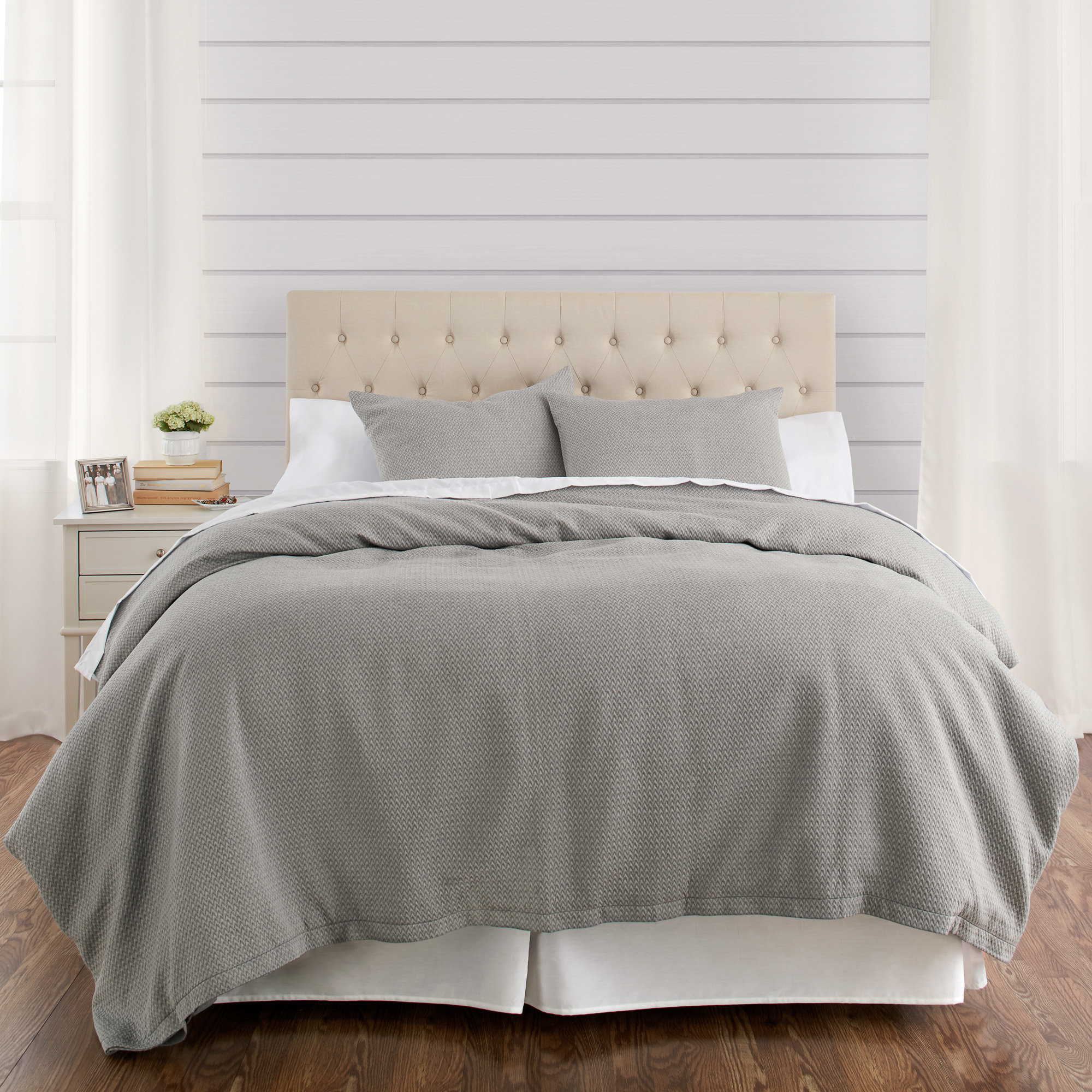 Amity Home Gray Microfiber 3 Piece Comforter Set | Wayfair