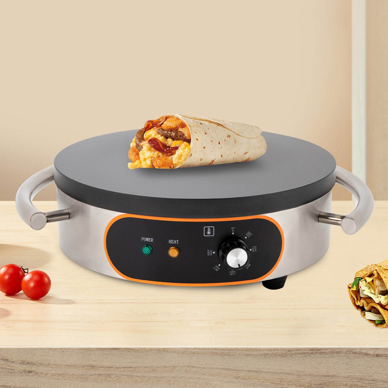 JOYDING 16" Single Pan Crepe Maker Large Pancake Machine Non Stick ...