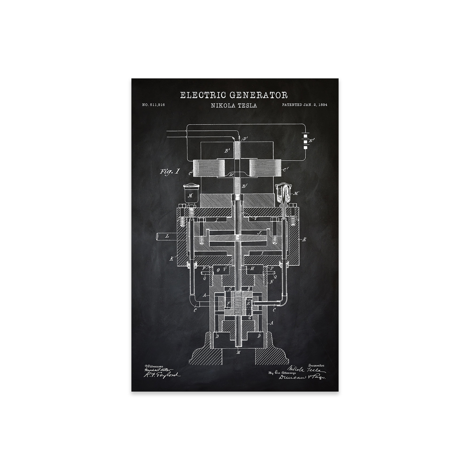 17 Stories Tesla Electric Generator, Black On Plastic/Acrylic by ...