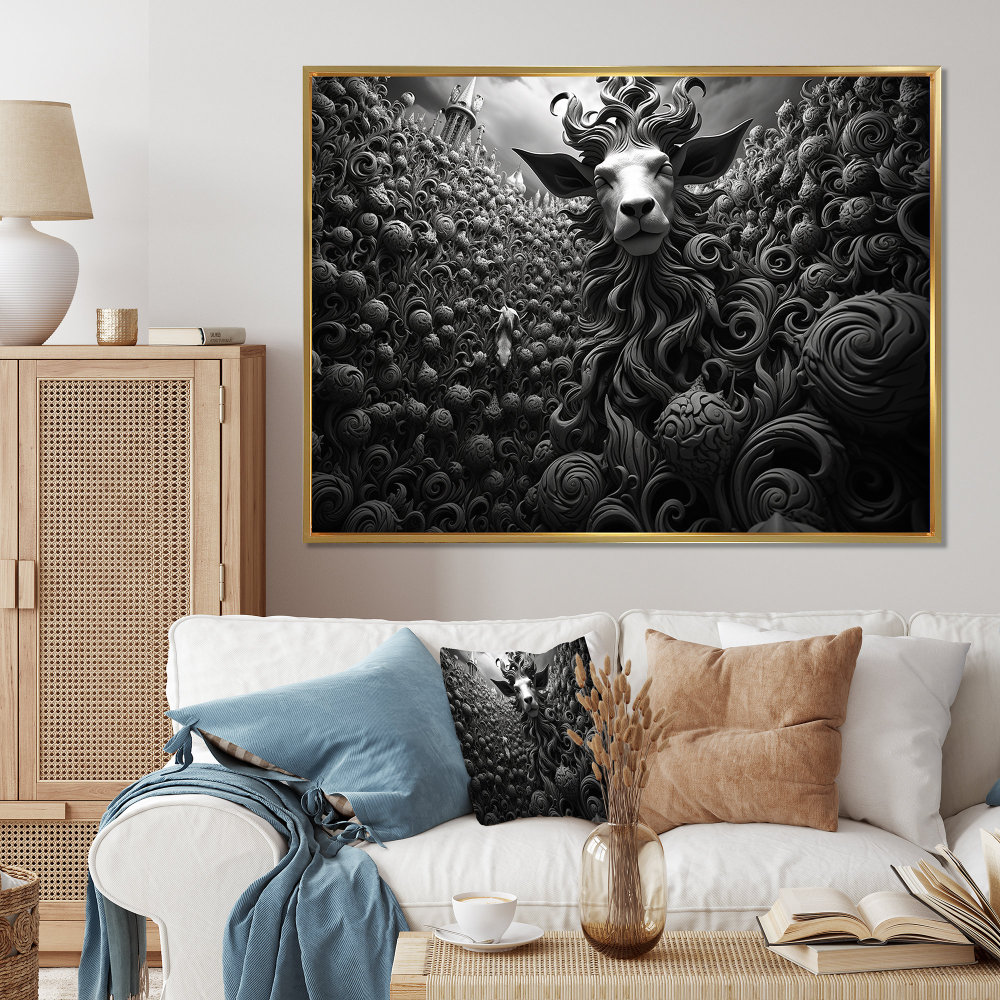 August Grove® Black And White Goat Abstract Portrait II - Goat Animal ...