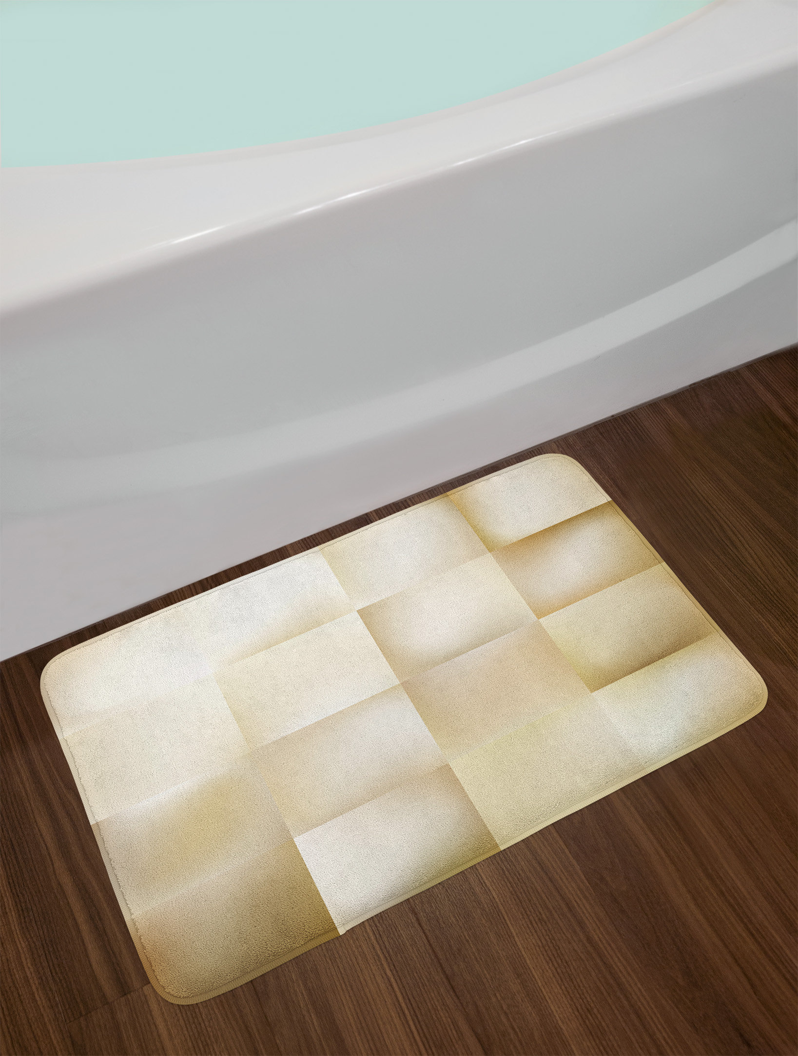 East Urban Home Abstract Square Cream Ivory Bath Rug | Wayfair