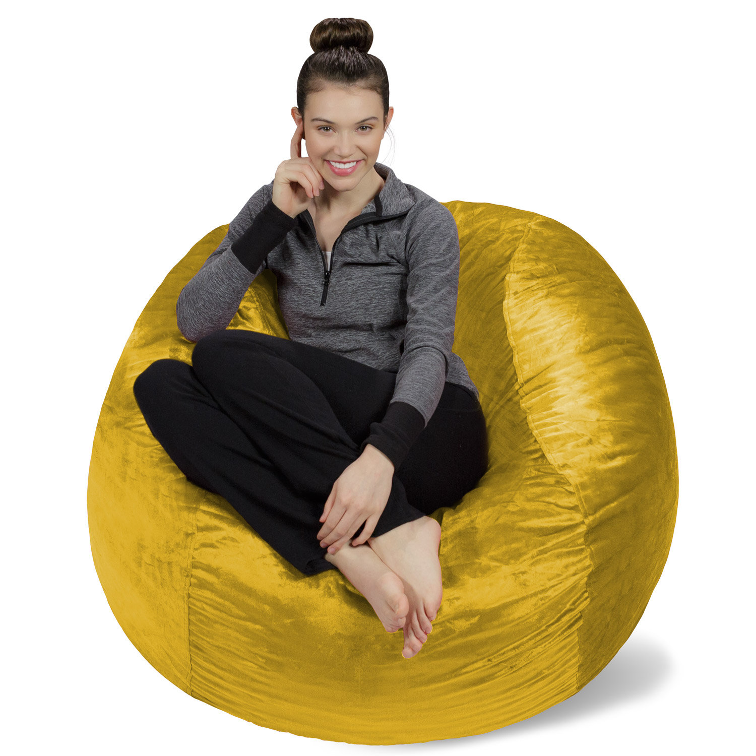 Sofa Sack Bean Bag Chair - 4 Ft Shredded Foam Filled Round Pouf Chair ...