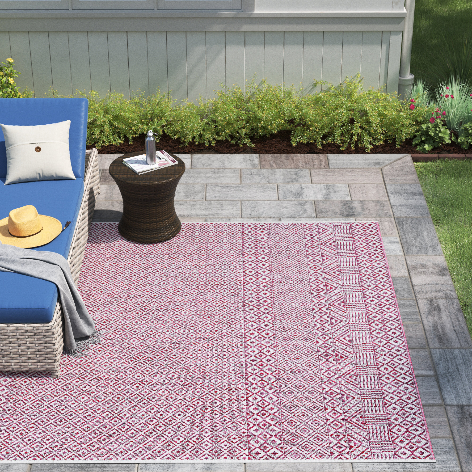 Sol 72 Outdoor™ Messick Geometric Red Indoor / Outdoor Area Rug ...