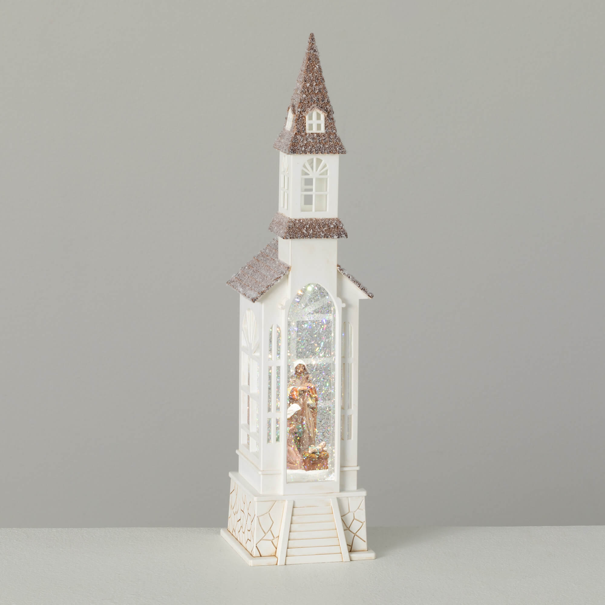 The Holiday Aisle® 18" Christmas Lighted Shimmery Church, White | Wayfair