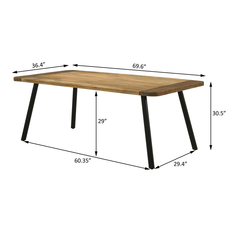 17 Stories Teyonce Rectangular Dining Table in Natural and Black | Wayfair