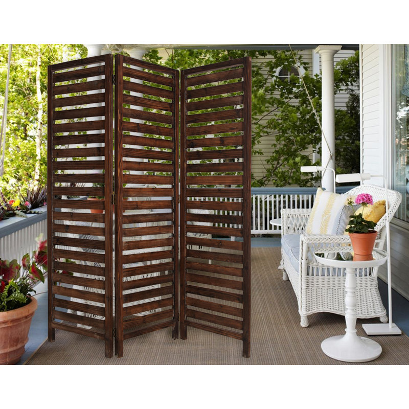 Loon Peak® Nickolas 63'' W x 72'' H 3 - Panel Solid Wood Folding Room ...