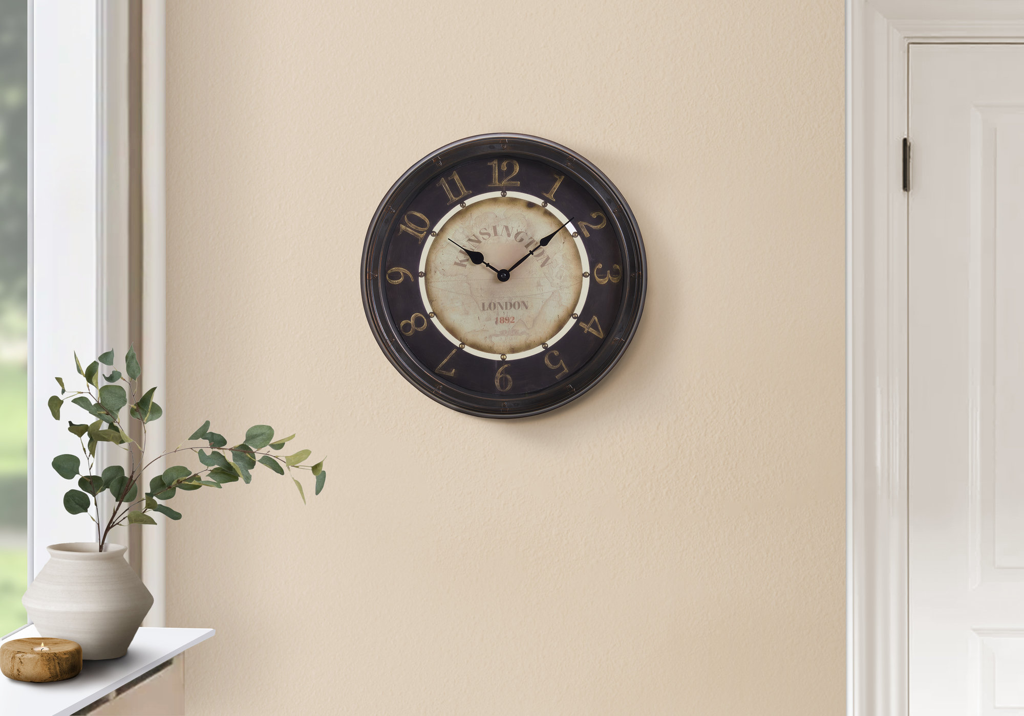 Fleur De Lis Living Clocks, 16" Round, Wall Clock, Antique Brown ...