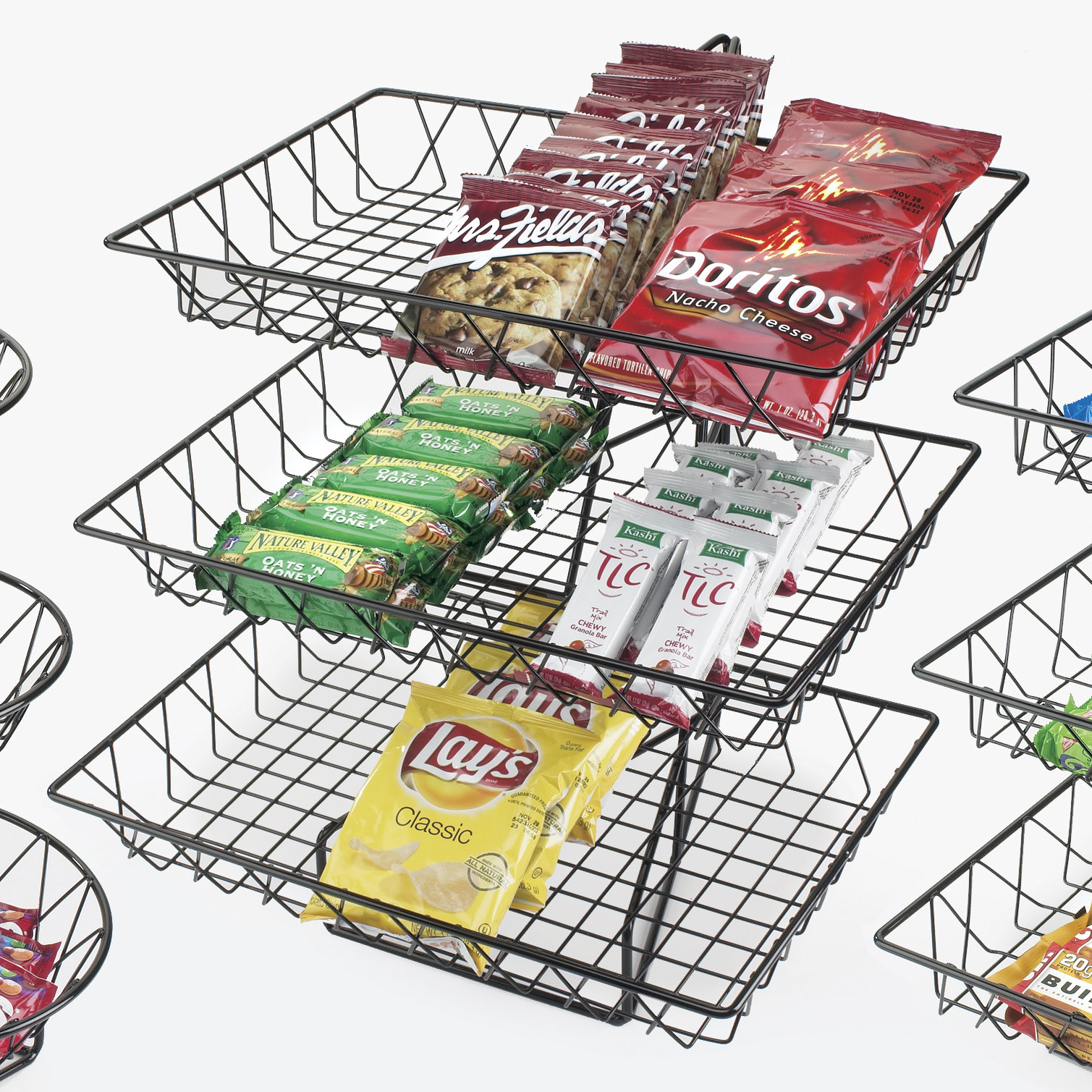 Cal-Mil Three Tier Merchandiser with Rectangular Wire Baskets - 18" x ...