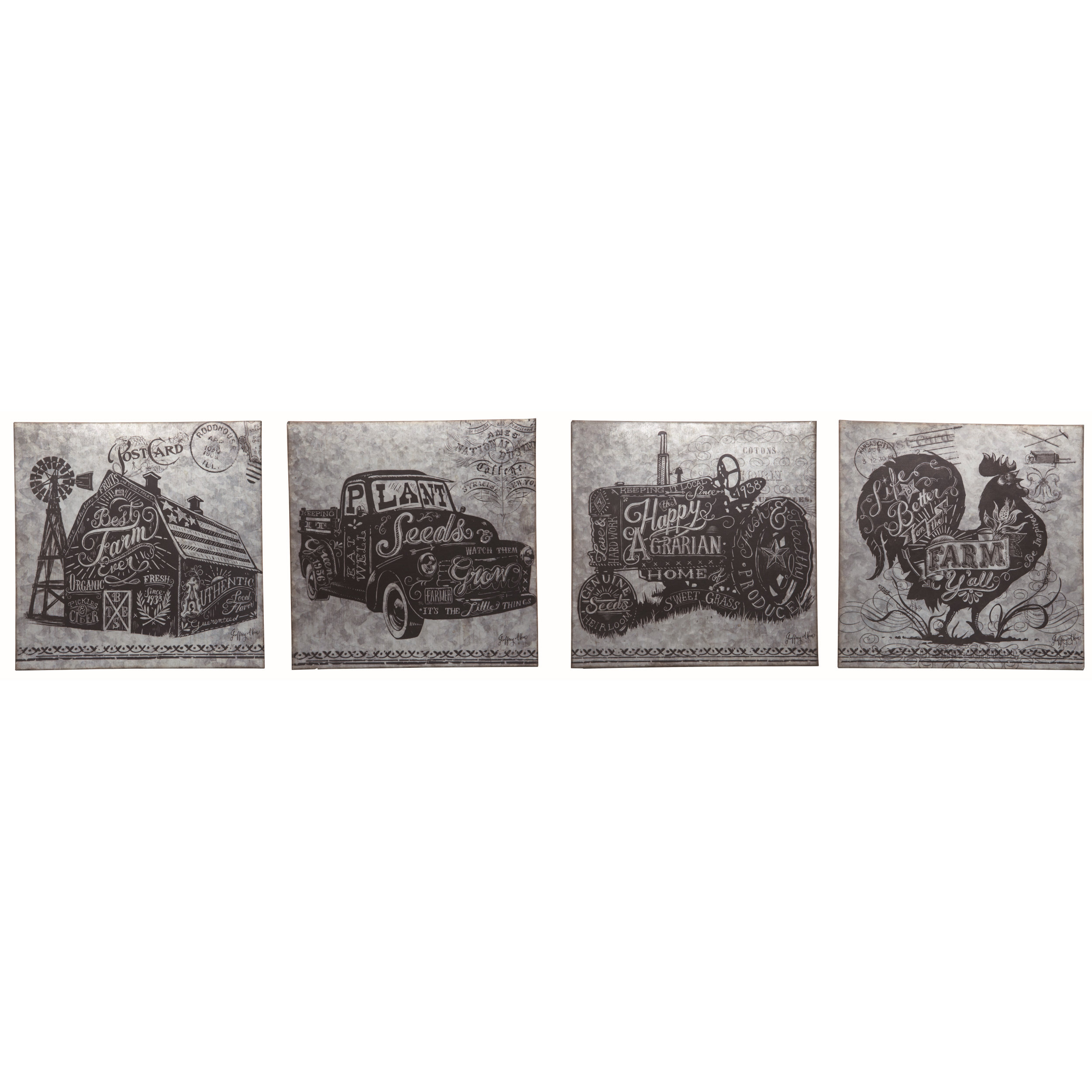 August Grove® Farm House Country Motif Metal Galvanized Wall Decor Set ...