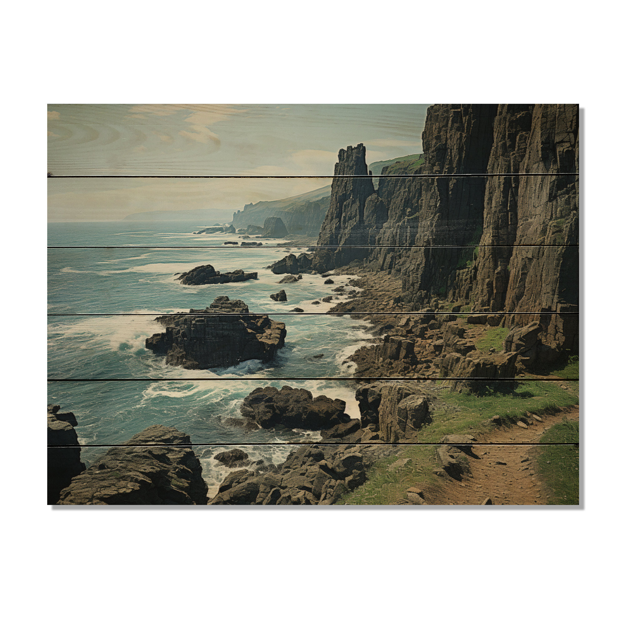 Dovecove Fatimah Coastal Ocean Cliffs II On Wood Print | Wayfair