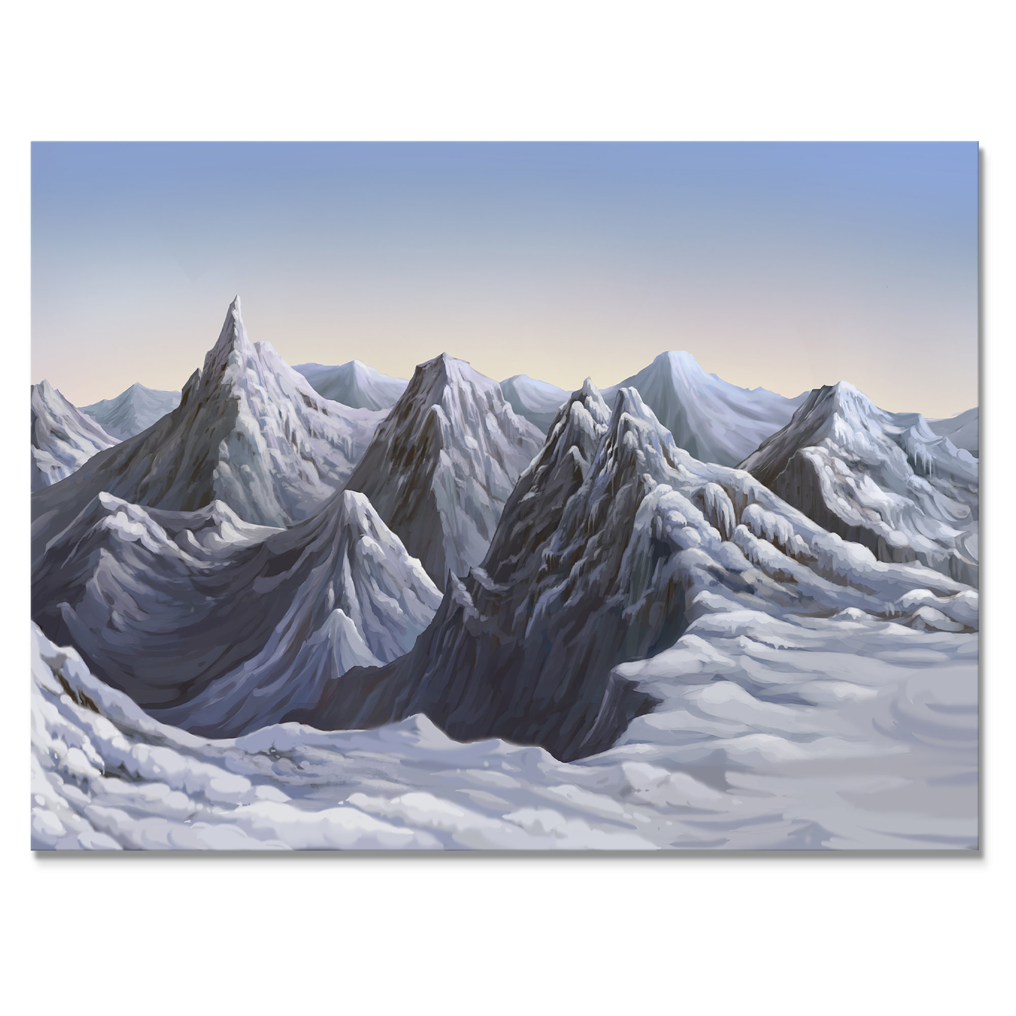Millwood Pines White Winter Snow Mountain - Painting on Canvas | Wayfair