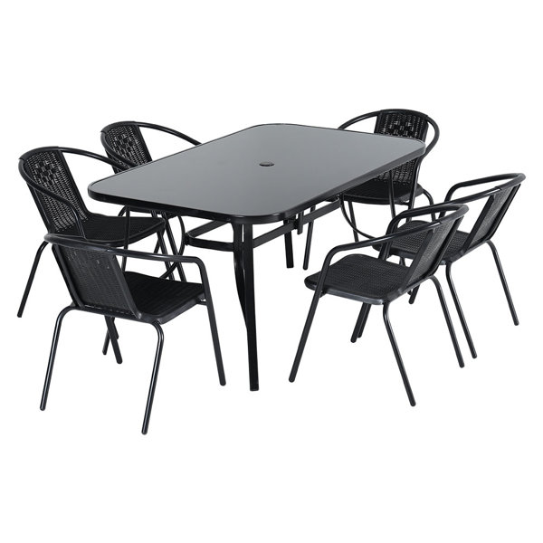 ClassicLiving Outdoor Folding Black Silk Screen Table and Chairs Set ...