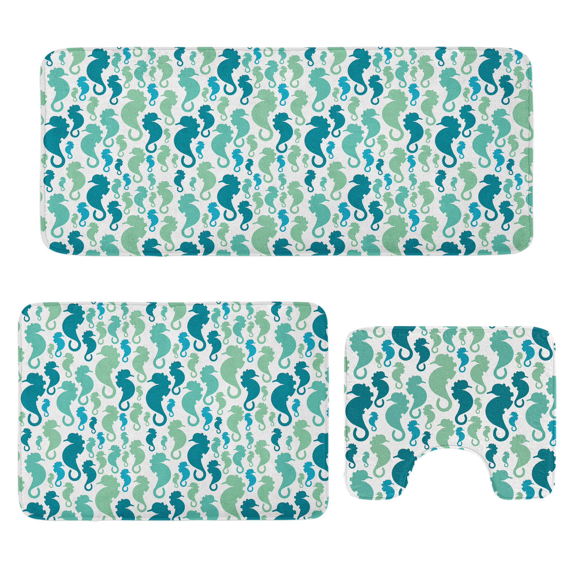 Breakwater Bay Seahorse Bathroom Rug Set 3 Pieces U-Shape & Rectangle ...