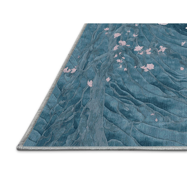 Winston Porter Machine Washable Blue Area Rug | Wayfair
