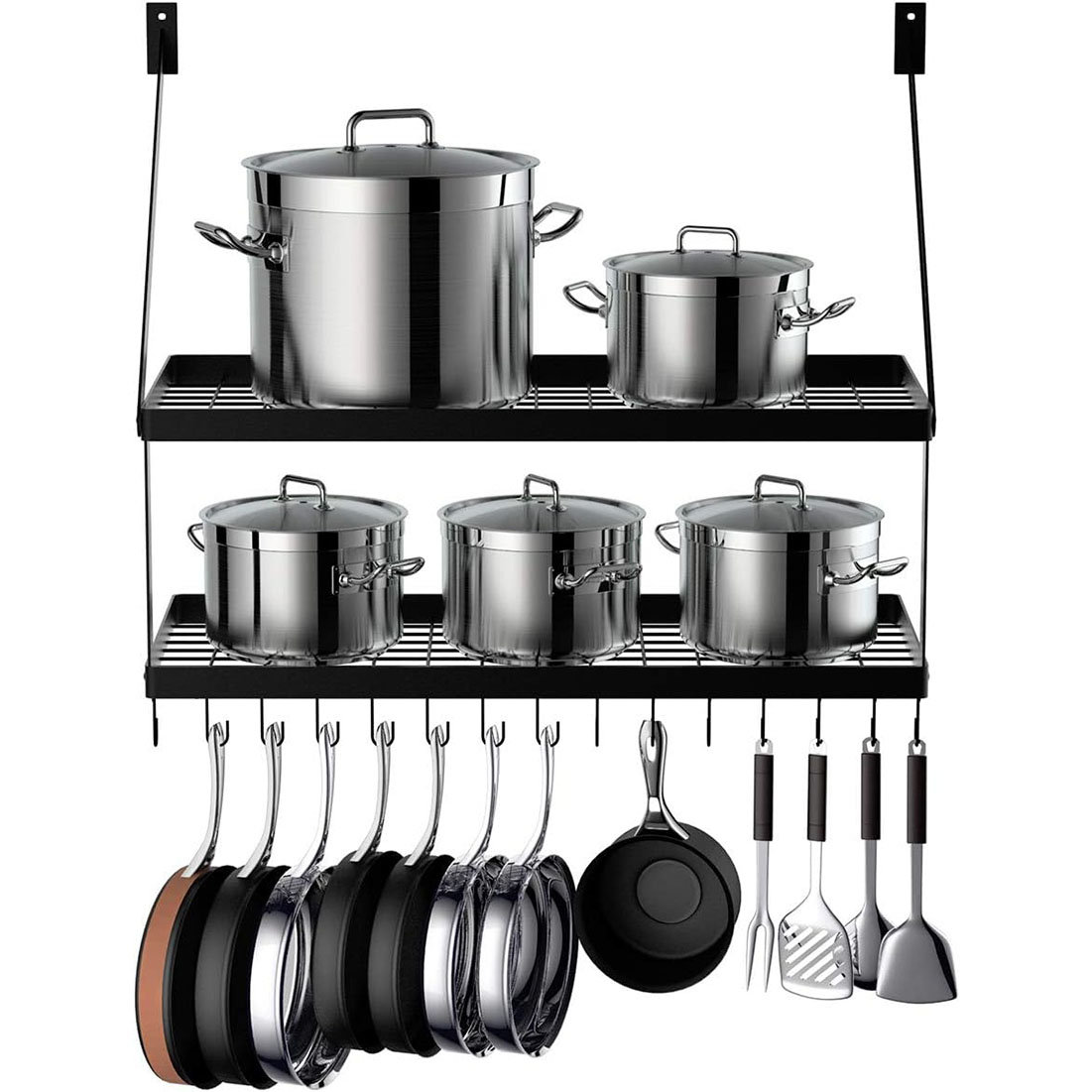 Prep & Savour Metal Rectangle Wall Mounted Pot Rack | Wayfair
