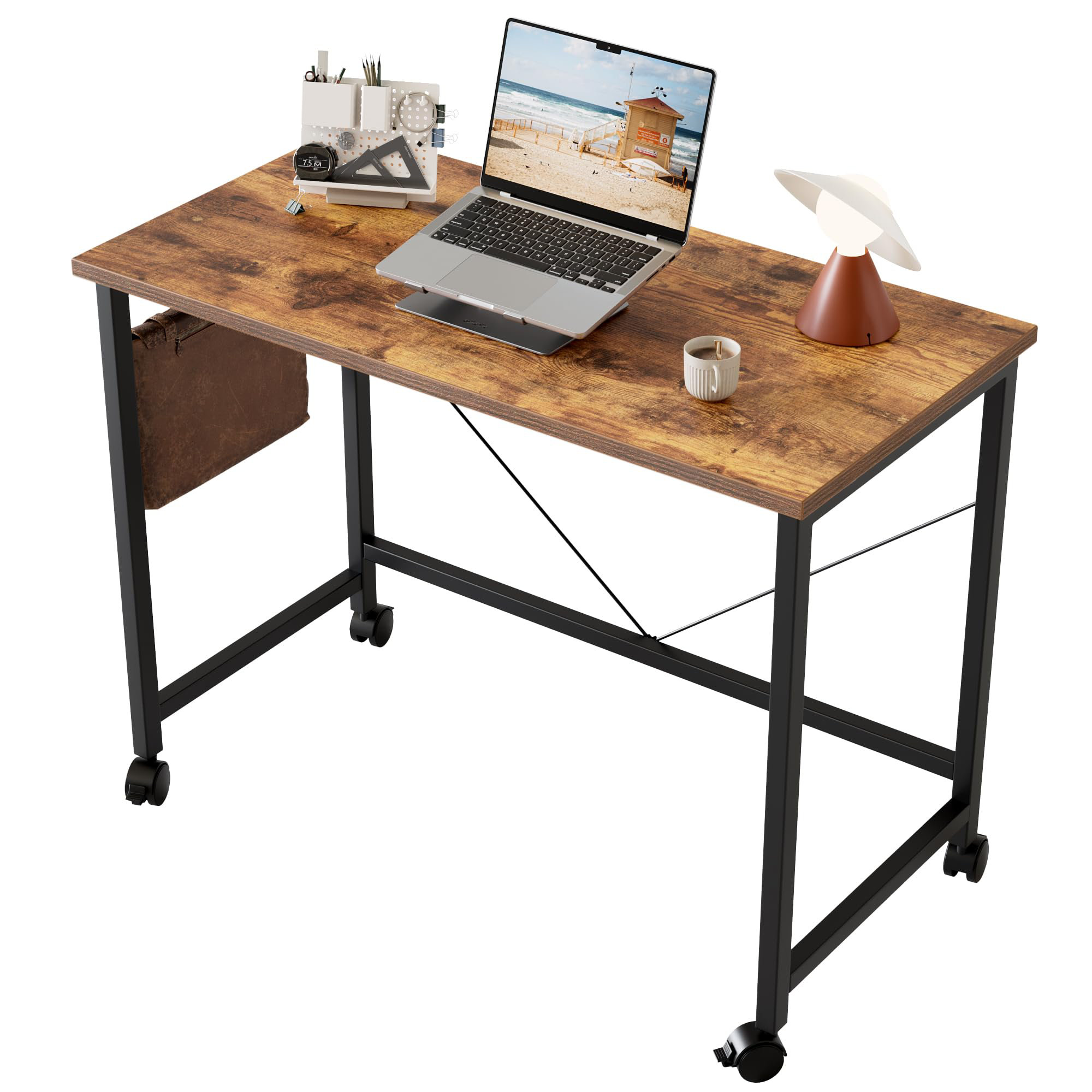 17 Stories Rolling Computer Desk With Wheels, Gaming Desk For Small ...