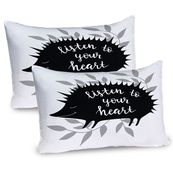 Ambesonne Hedgehog Pillow Sham 2 Pack Silhouettes of Porcupine Grey ...