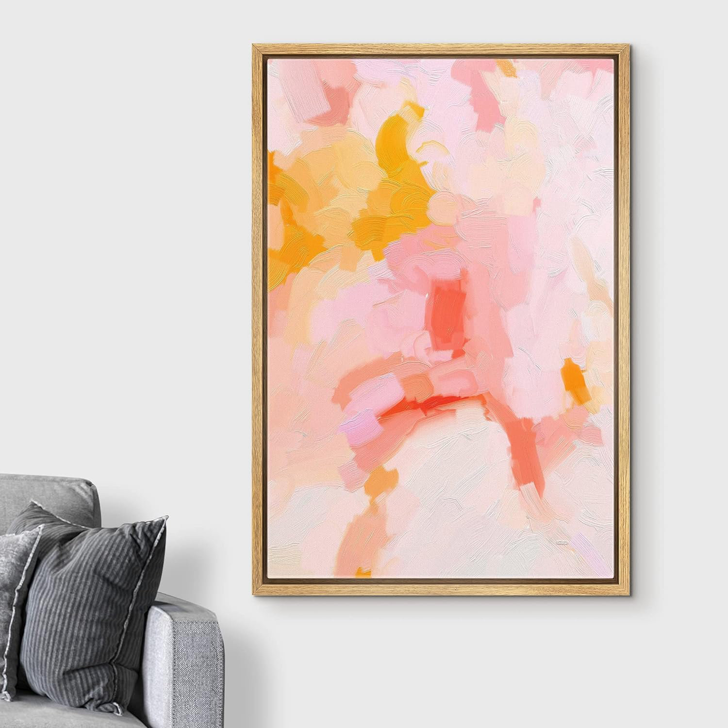IDEA4WALL Pastel Pink & Orange Color Field Abstract Shapes Watercolor ...