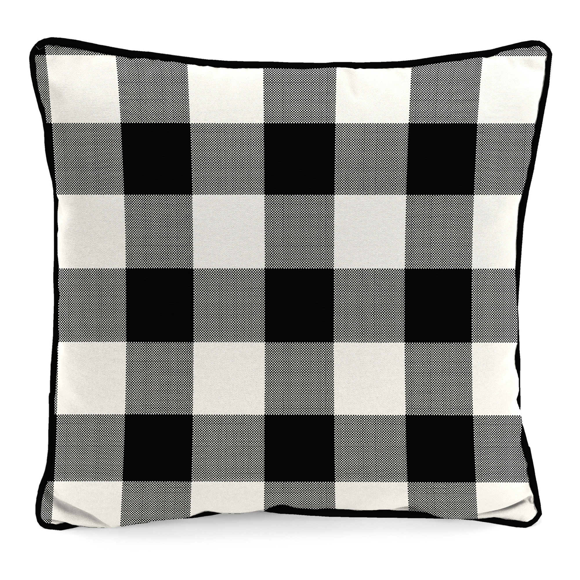 Gracie Oaks 16" x 16" Black and White Buffalo Check Outdoor Cushion ...
