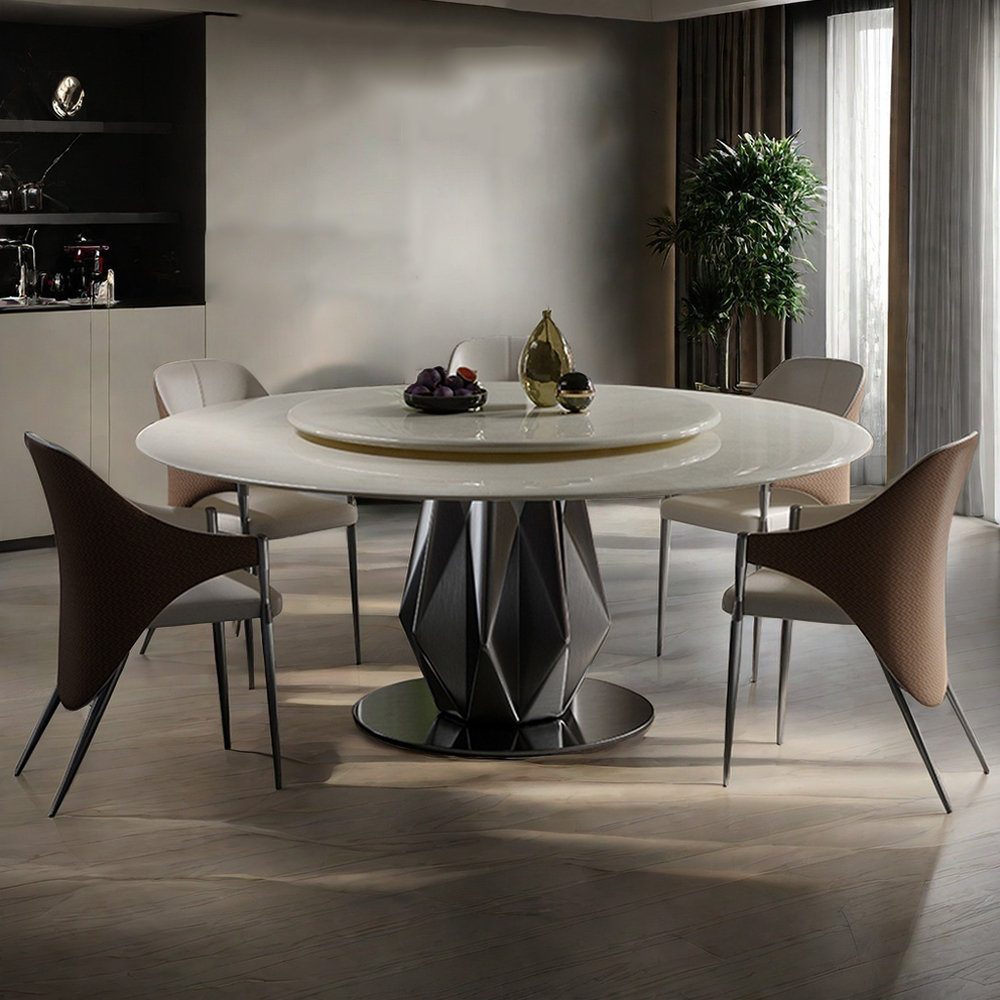 ALLNICEDT Luxury Simple Marble Round Dining Table Sets | Wayfair