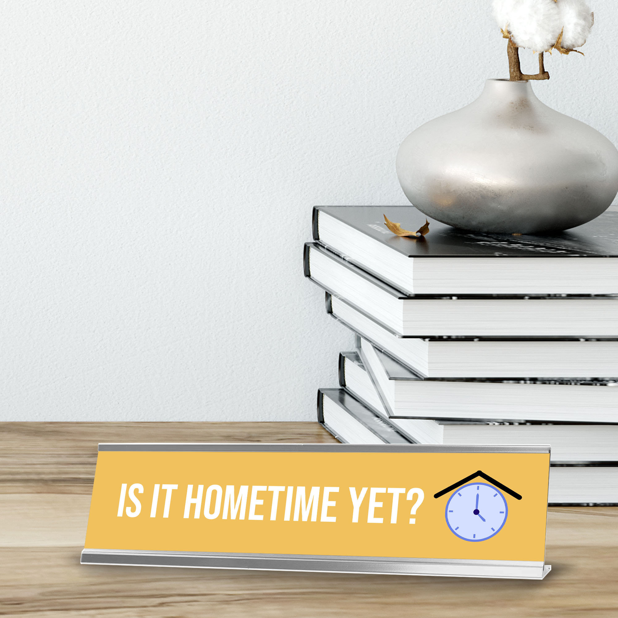 Signs ByLITA Is It Hometime Yet? Clock Black Frame, Desk Sign (2X8 ...
