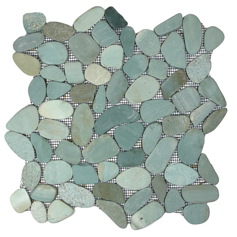 CNK Tile Danube Green Natural Stone Mosaic Tile Smooth Pebble ...