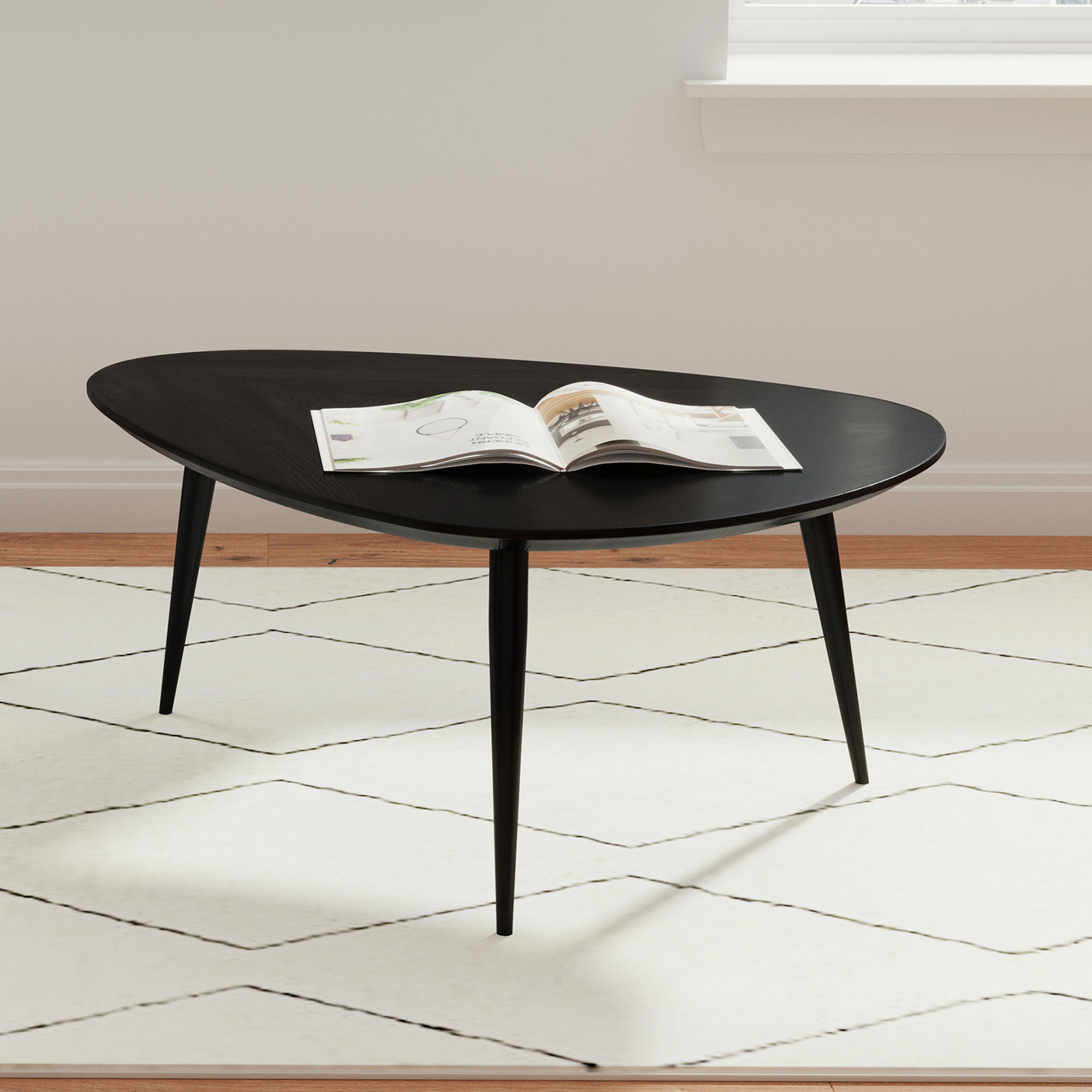 Corrigan Studio® Xander Black Triangular Solid Wood Coffee Table | Wayfair