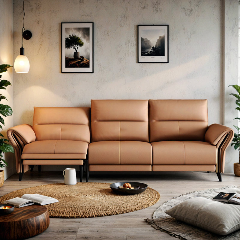 Corrigan Studio® 112.5'' Vegan Leather Power Reclining Sofa With Usb ...
