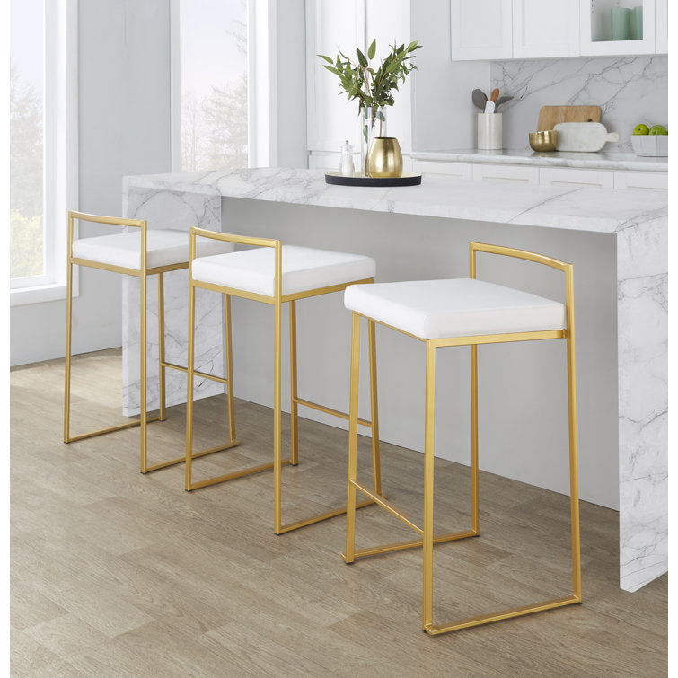 Everly Quinn Derik Stackable Counter & Bar Stool with Velvet Cushion ...
