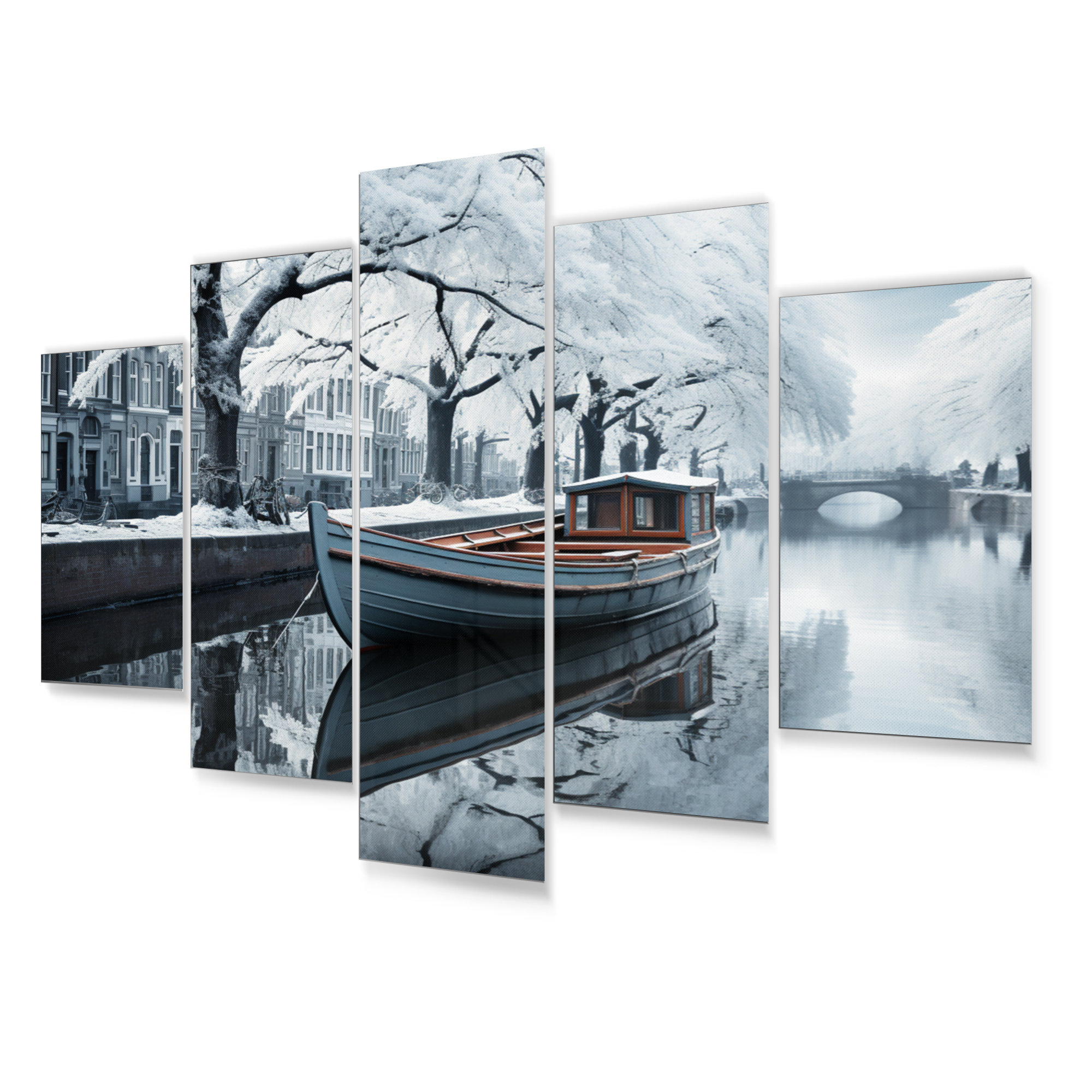 Design Art White Canal Historic Waterway Slate - Canals Metal Wall ...