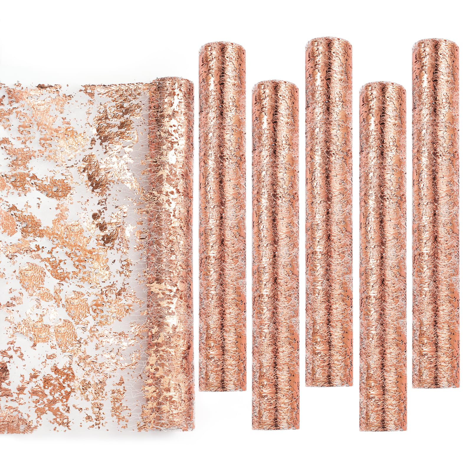 Everly Quinn 6 Pieces Rose Gold Table Runner, 11"X108" Glitter Foil ...