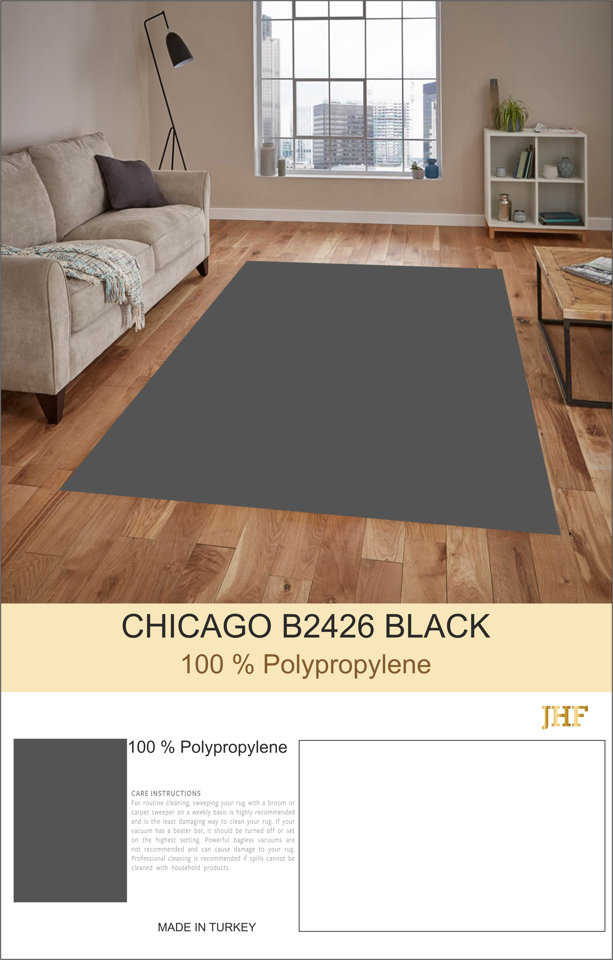 JENIN HOME FURNISHING CHICAGO RUG 0B2426 BLACK | Wayfair