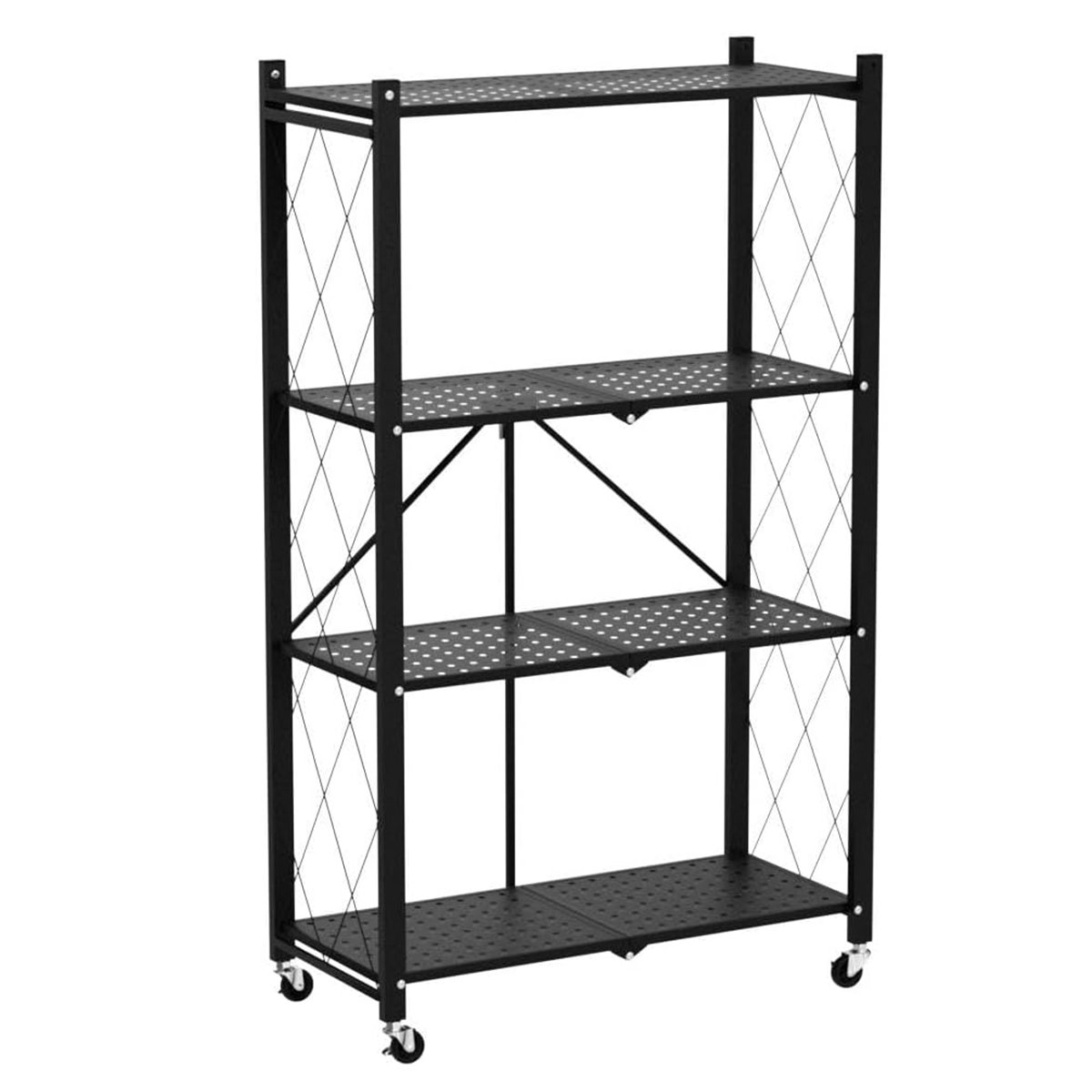 Rebrilliant 4-Shelf Foldable Storage Shelves With Wheels | Wayfair