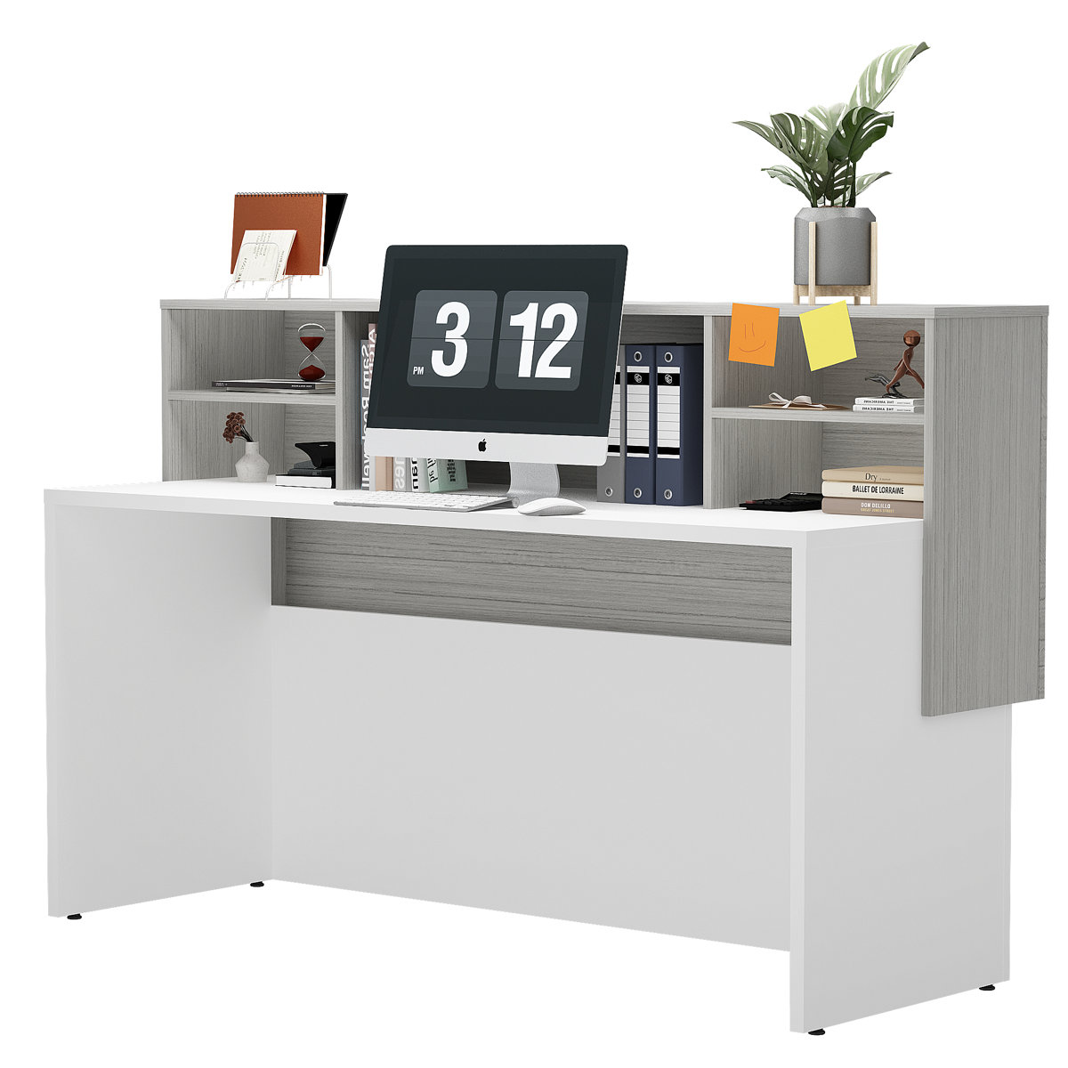 Inbox Zero Nitzan Modern Manufactured Wood Reception Desk With Open ...