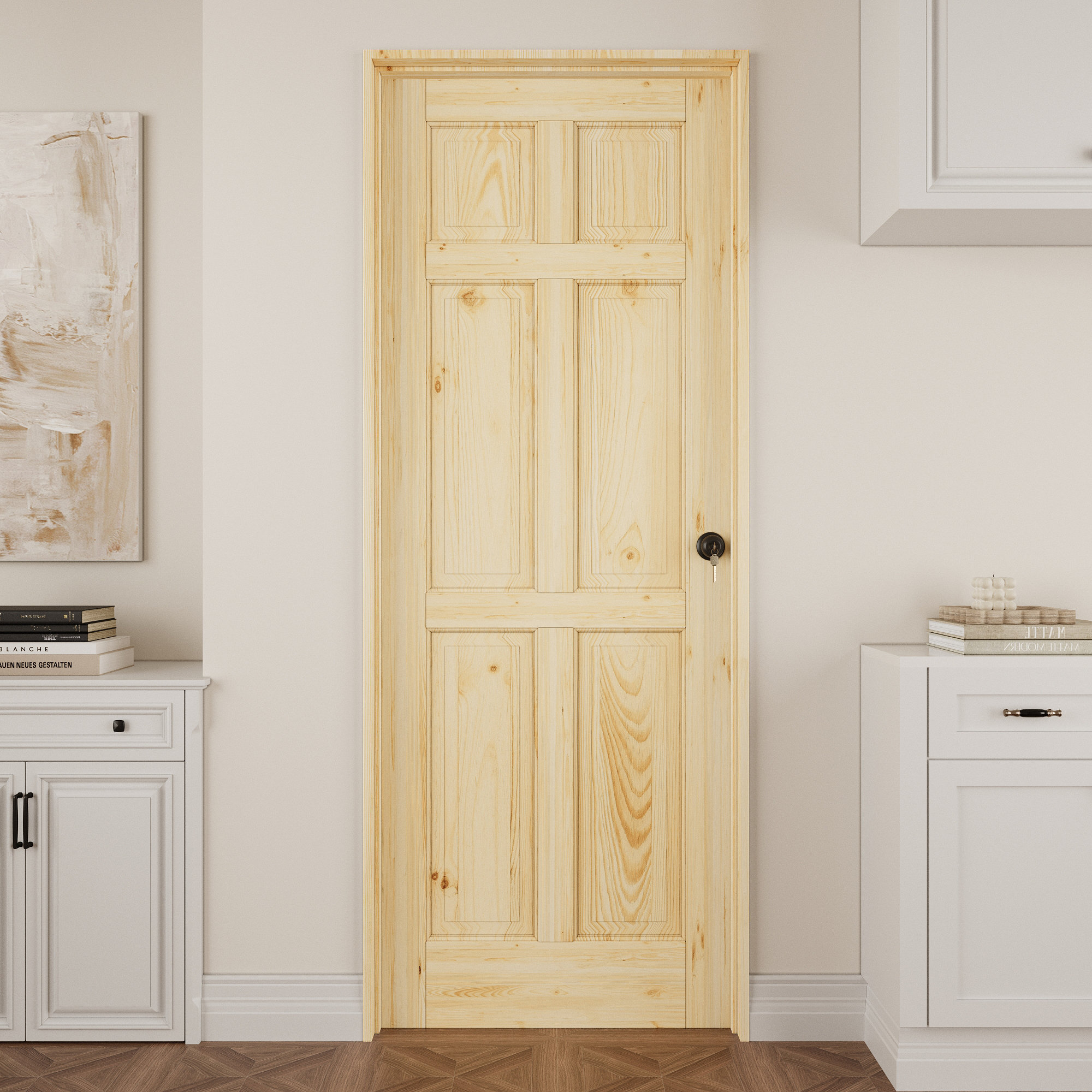 Win Stellar Pine Soild Wood 6-Panel Arched Panel Door Prehung Jamb ...