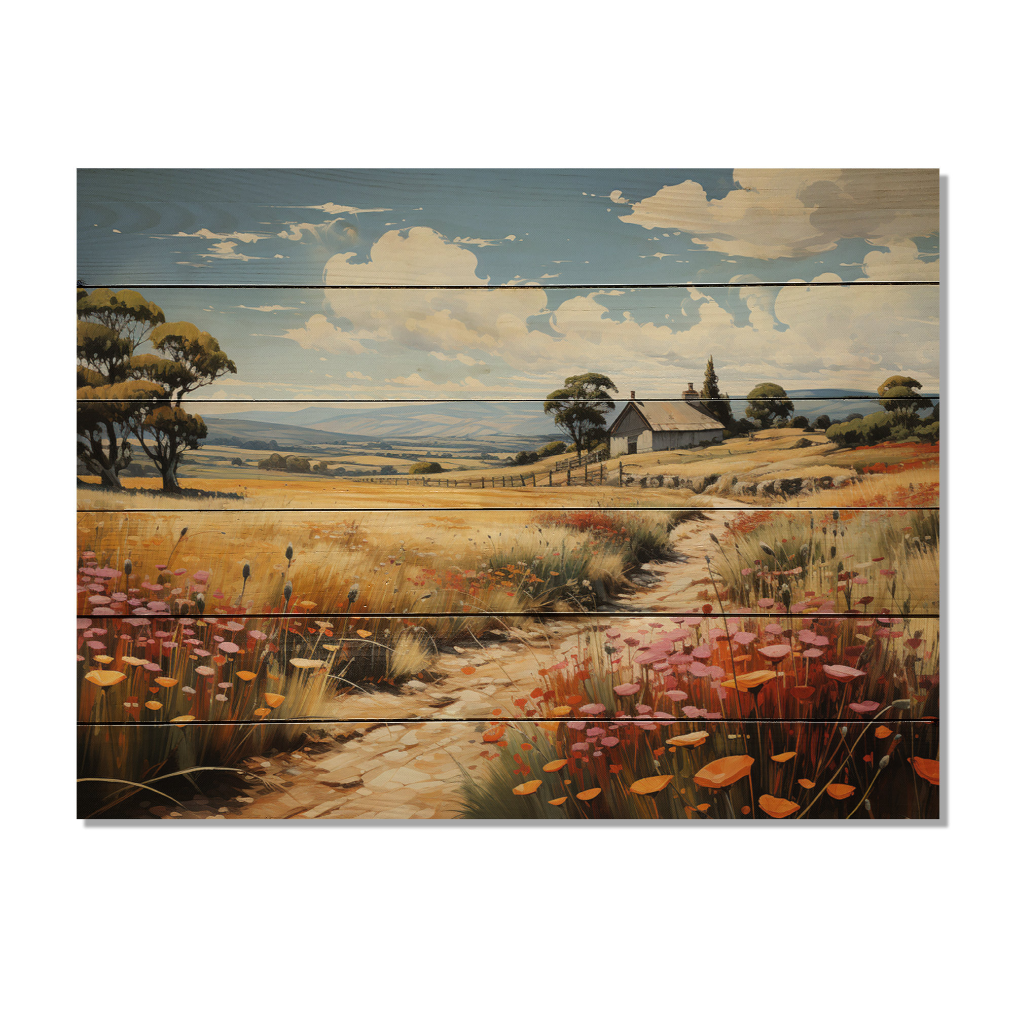 Red Barrel Studio® Layth Farm Summer Fauvist Field IV On Wood Print ...