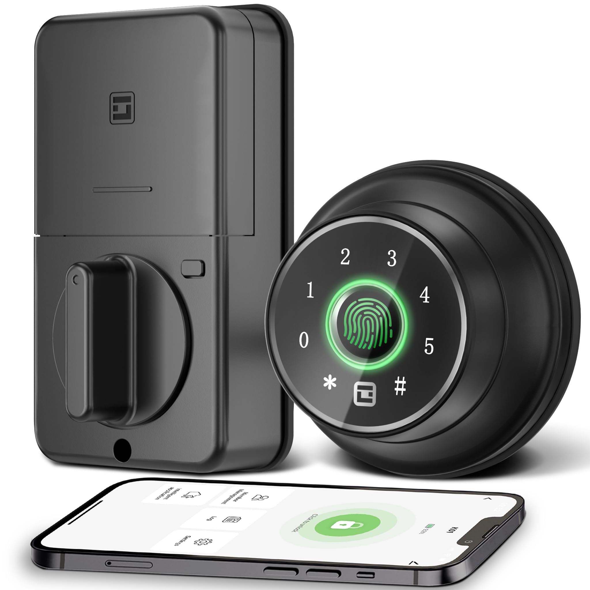 GeekTale 4-in-1 Fingerprint, Password, App, Backup Keys Smart Deadbolt ...