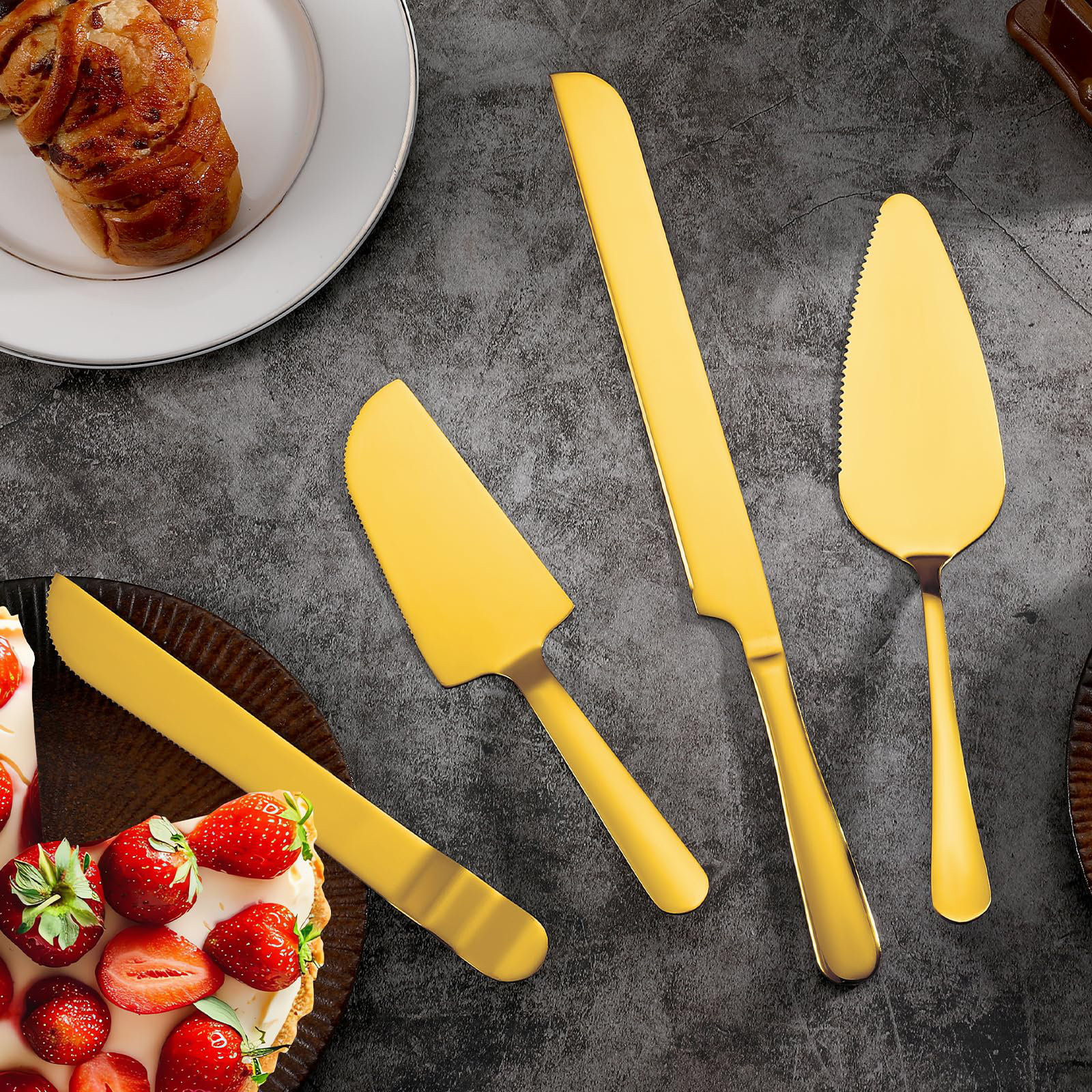 Latitude Run® 4 Pcs Cake Cutting Set, Premium Cake Cutter & Pie Server ...