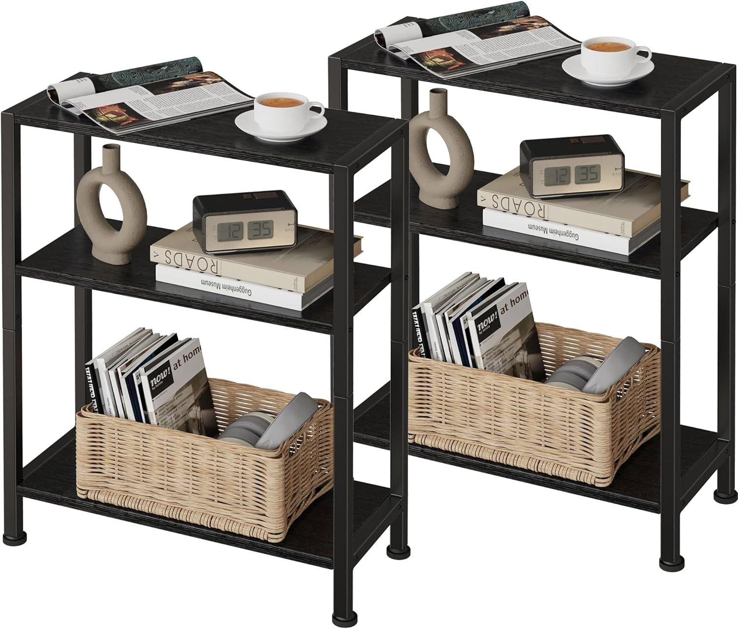 17 Stories 3-Tier Side Table Set Of 2, Slim Narrow End Table For Small ...