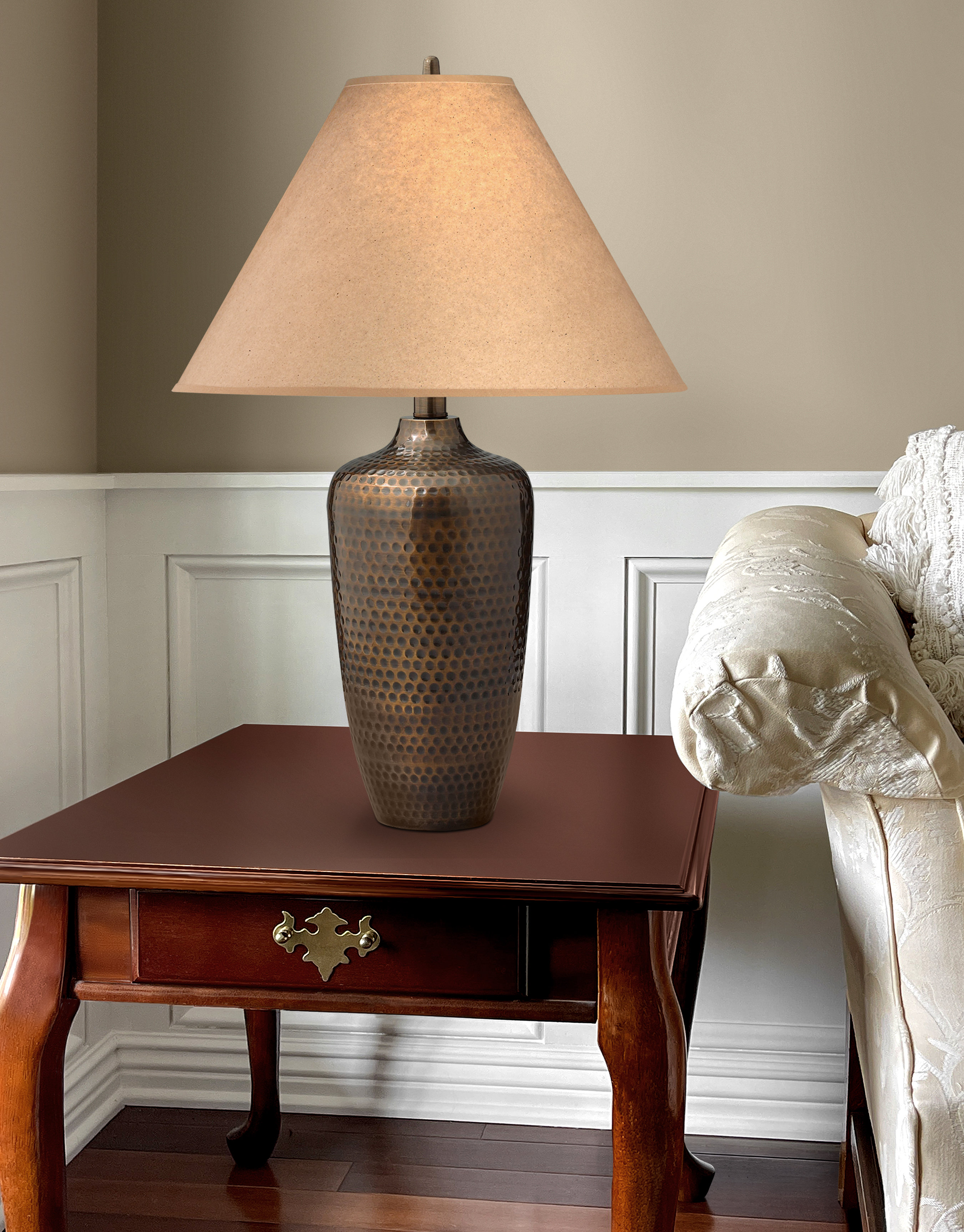 Medallion Lighting Azure Collection 29 in. Hammered Bronze Resin Table ...