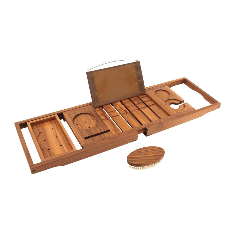 Minoky Premium Teak Bathtub Tray, Expandable Wooden Bath Tray For Tub ...