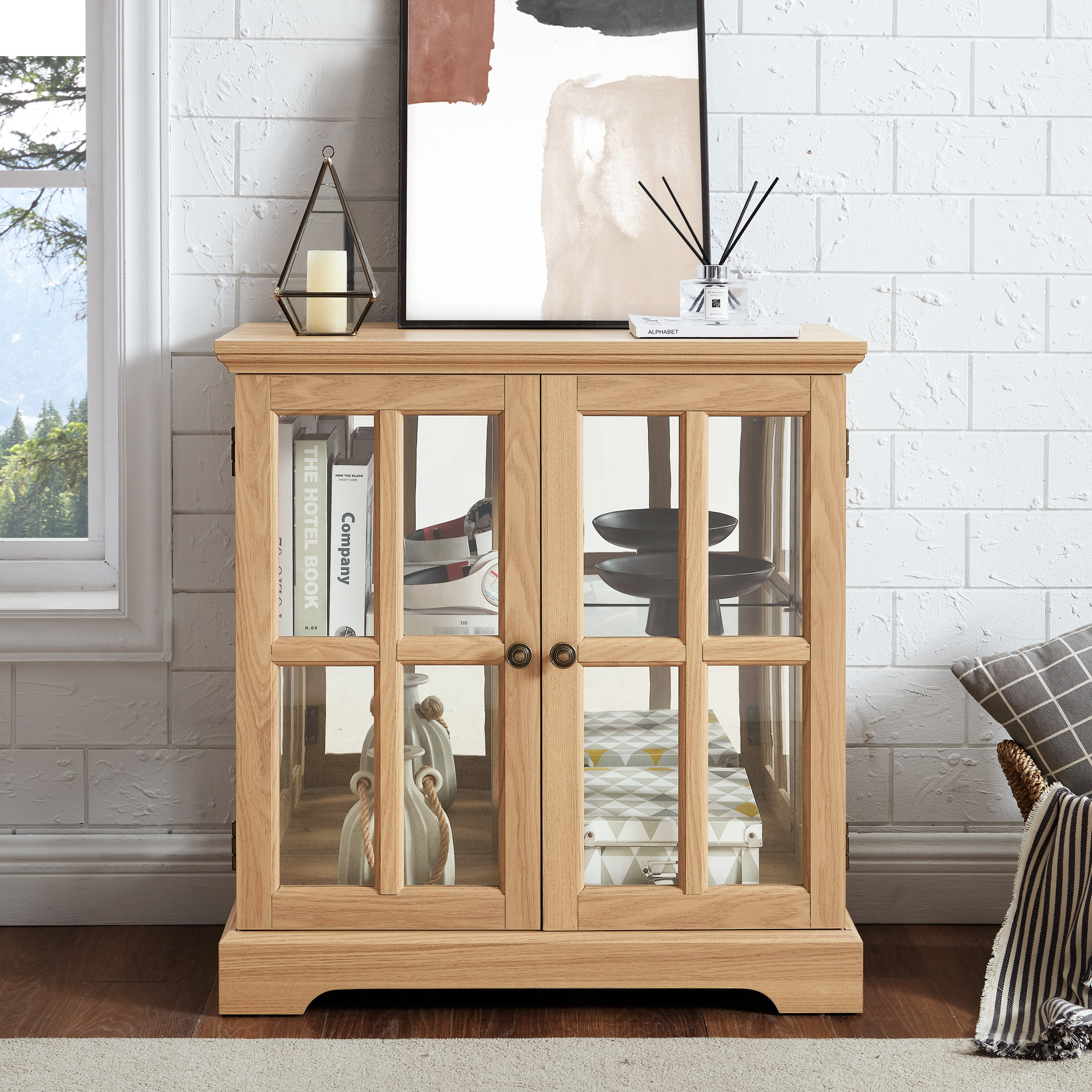 Red Barrel Studio Exquisite Antique Oak Display Cabinet With Magnetic ...