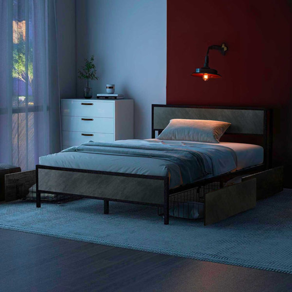 Latitude Run Hekla - Wooden And Metal Double Bed Structure With 4 ...