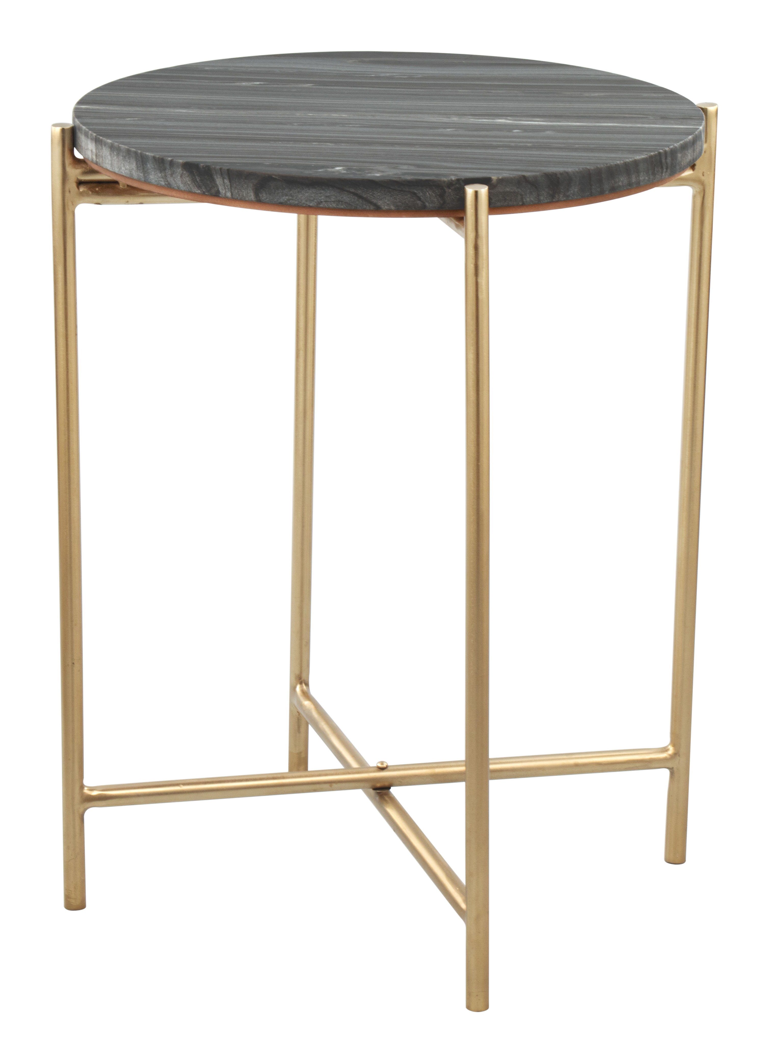 Everly Quinn David Side Table Gray & Gold | Wayfair