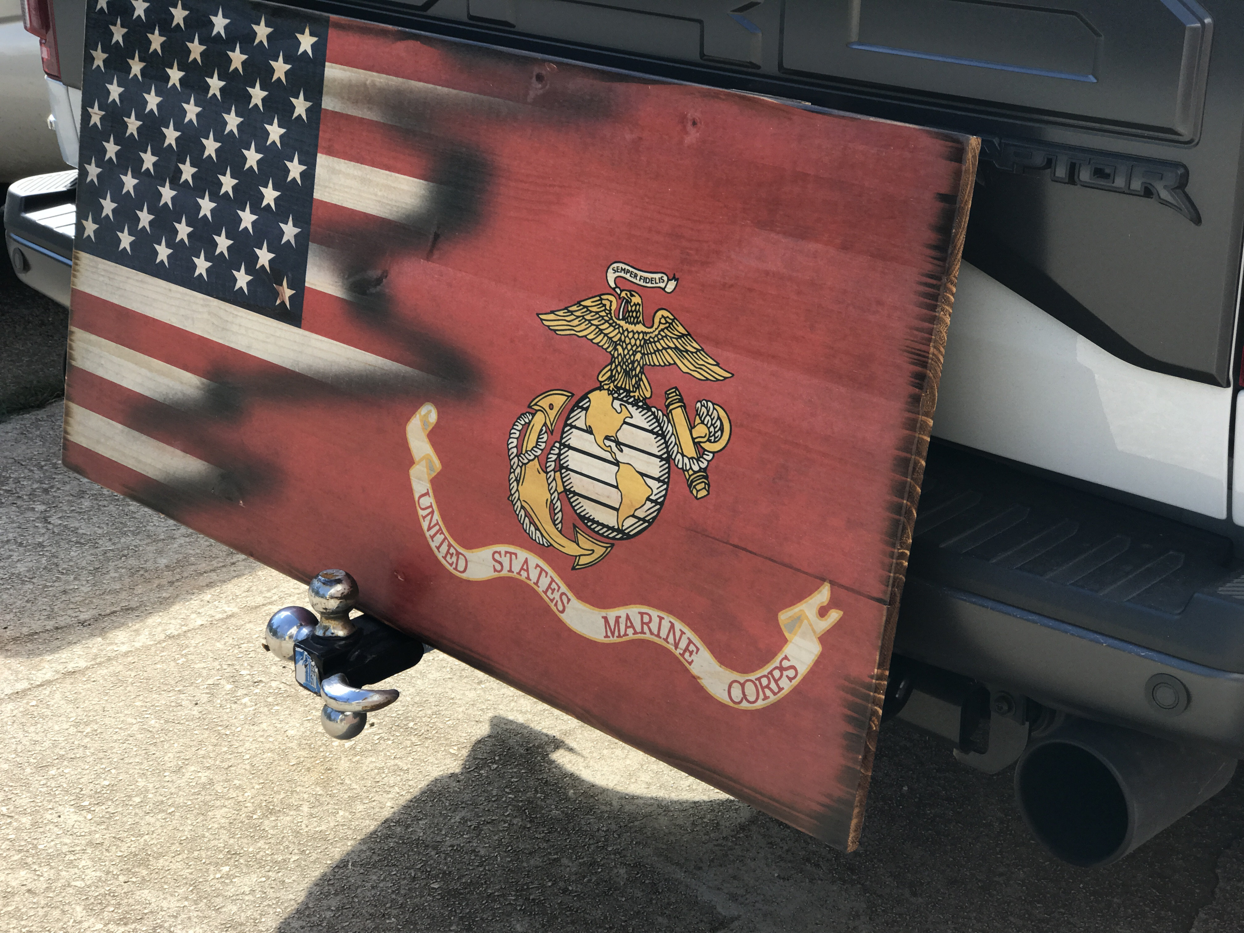 Millwood Pines American And US Marine Corps Wooden Flag Wall Décor ...