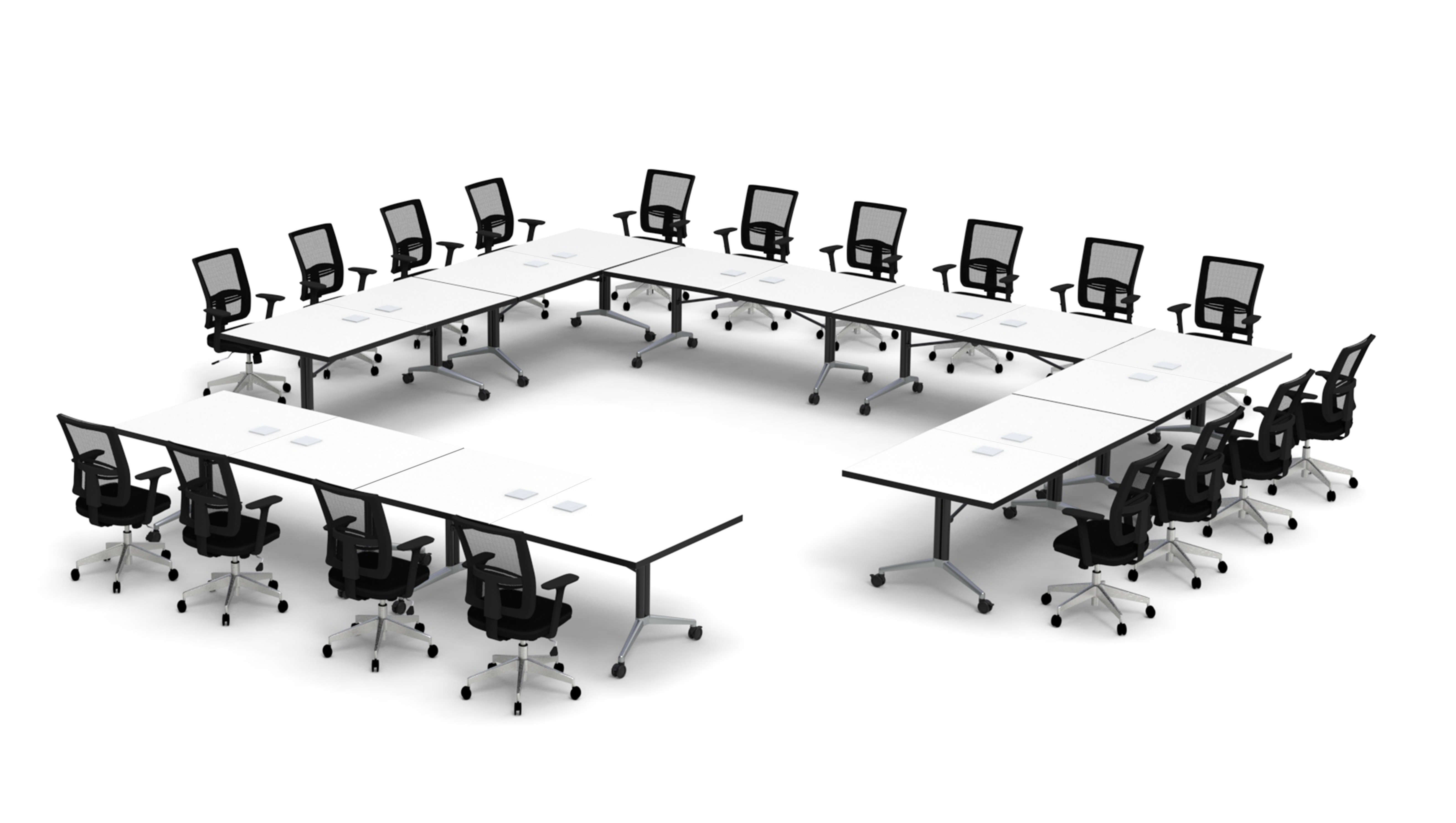 Team Tables Rectangle 18 Person Flip Top 72'' L Modular Training Table ...