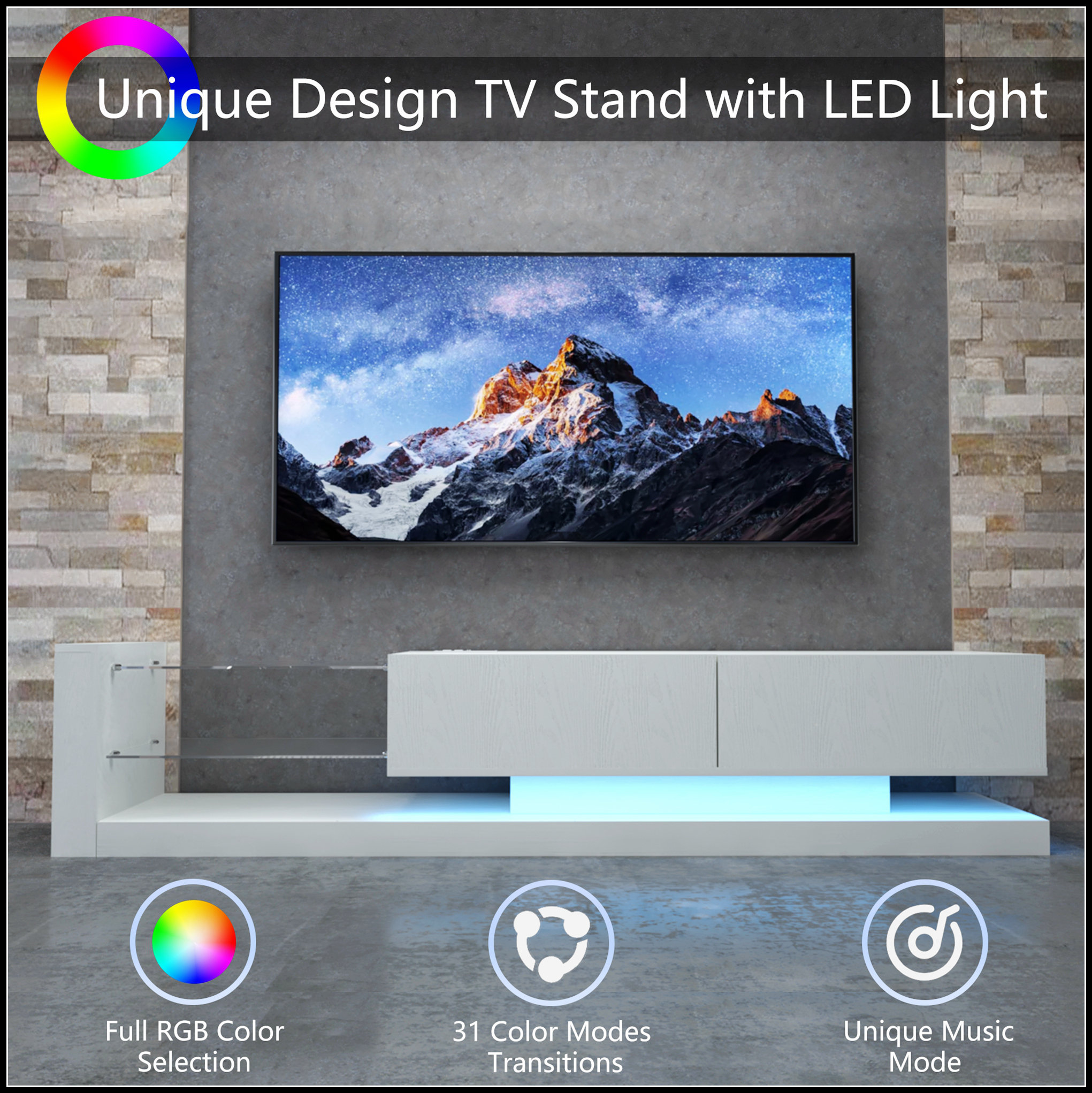 Wrought Studio™ Contemporary LED TV Console with 16-Color Changing ...