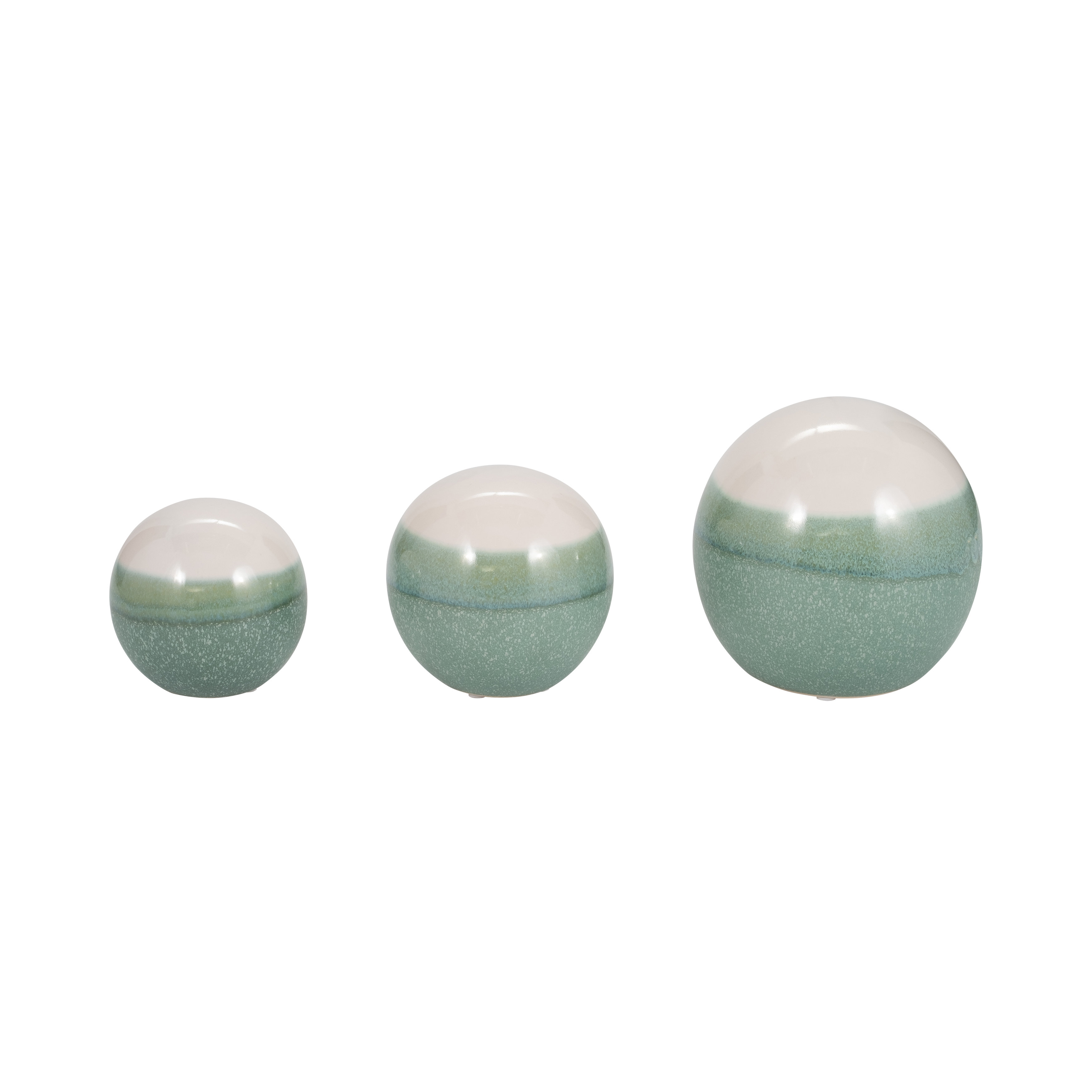 Dovecove 3 Piece Decorative Orbs - Contemporary Sage Green and White ...