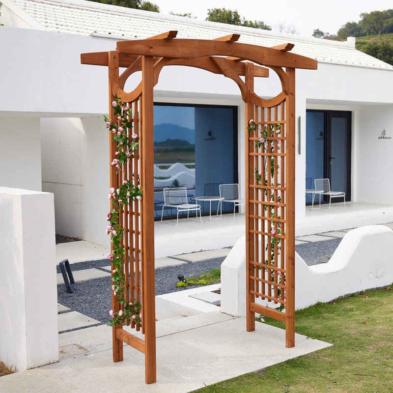 Arlmont & Co. Minakumari 59" W x 30" D Garden Arch Arches Solid Wood ...